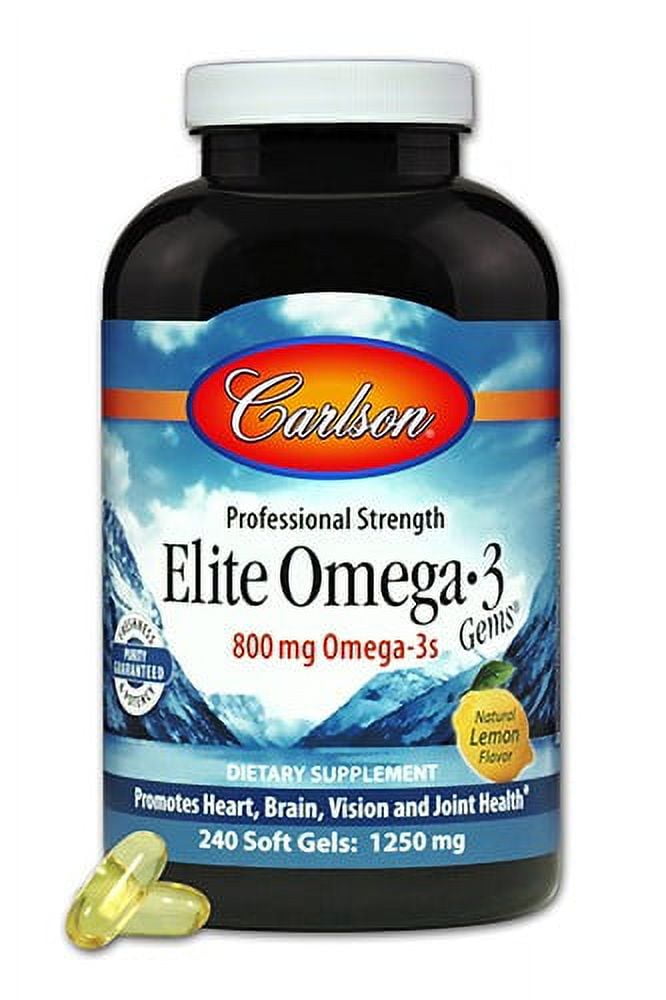 Carlson Labs Elite Omega-3 Fish Oil Gems Softgels, 1250 Mg, 240 Ct ...