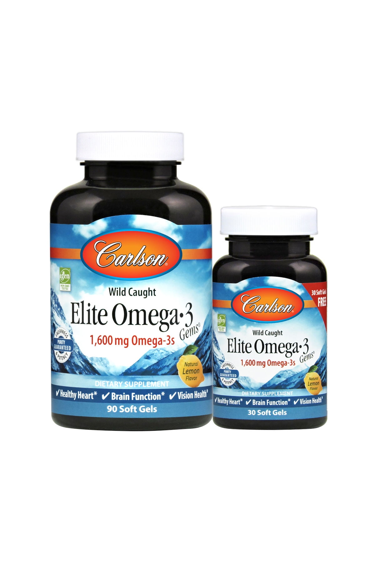Carlson Labs Elite Omega-3 Gems Softgels, Natural Lemon Flavor 1 120 ...