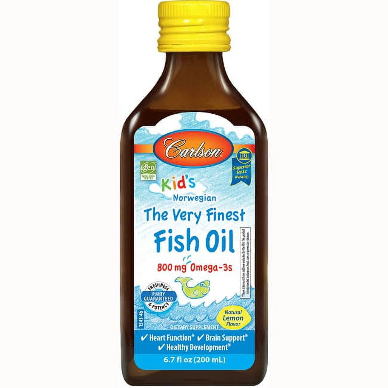 Carlson Labs Lemon Flavor Fish Oil Omega-3, 800 Mg For Kids and ...