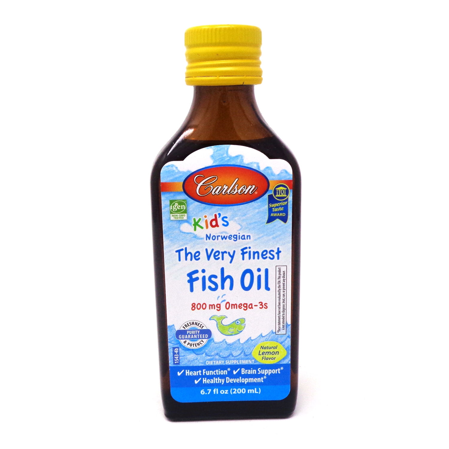 Carlson Labs Kid's The Very Finest Fish Oil Omega-3, Lemon, 800 Mg, 6.7 ...
