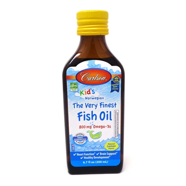 Carlson Labs Kid's The Very Finest Fish Oil Omega-3, Lemon, 800 Mg, 6.7 ...