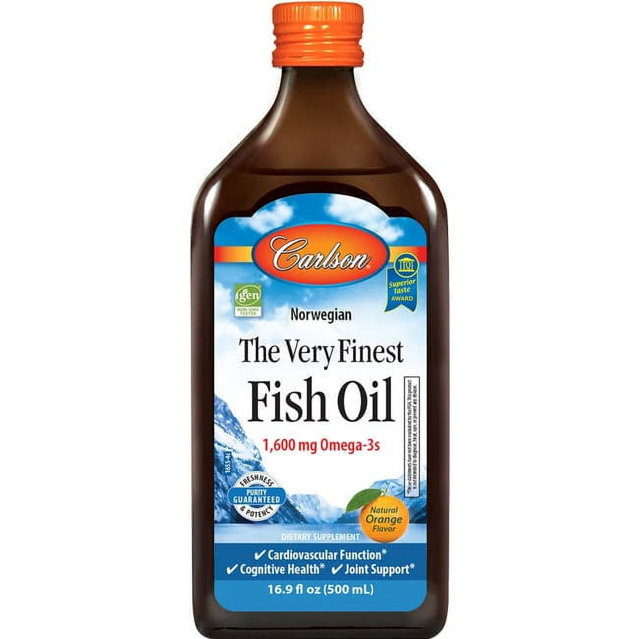 Carlson Labs Norwegian Finest Fish Oil Liquid, Orange Flavor, 16.9 oz ...