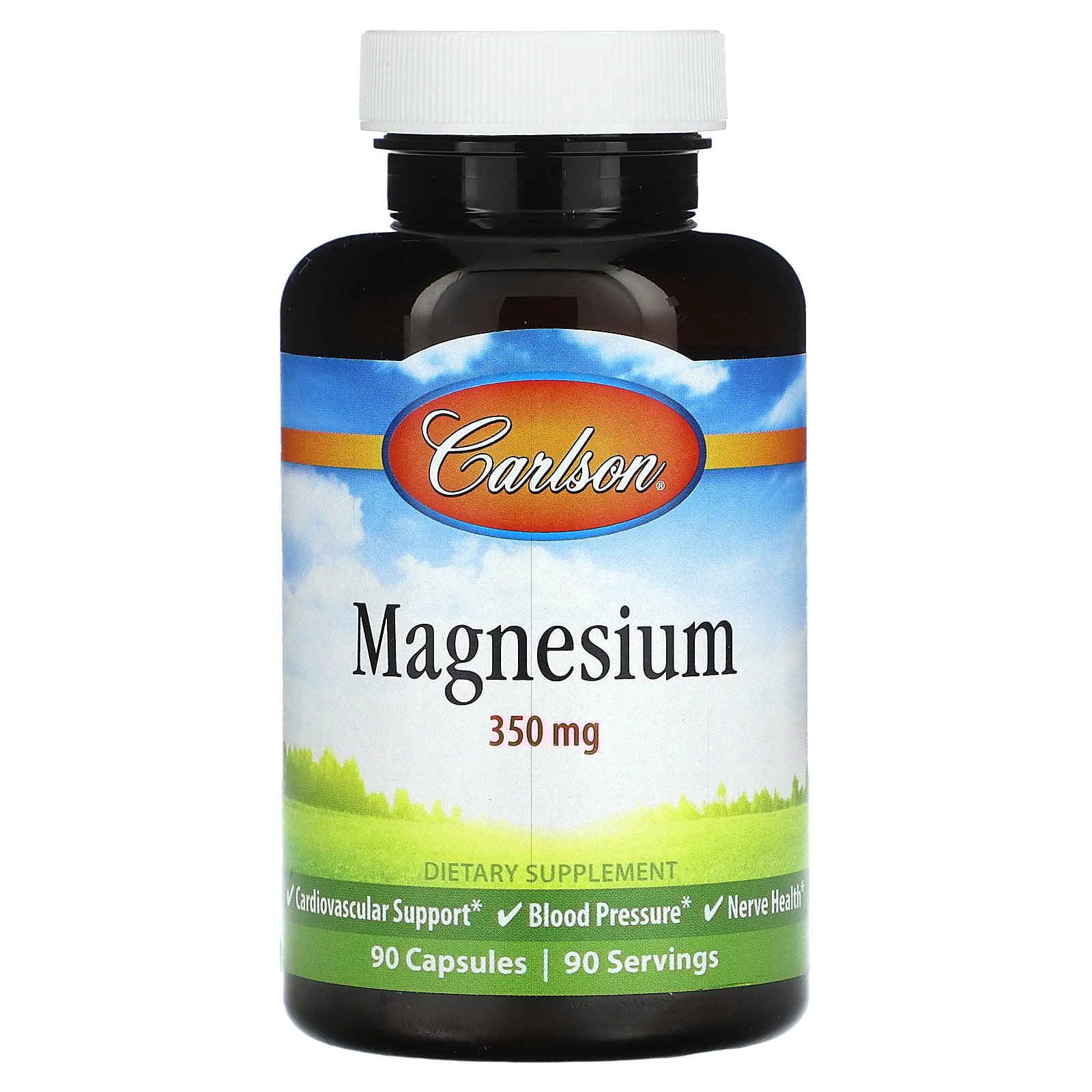 Carlson Magnesium, 350mg, 90 Capsules, Dietary Supplement ...