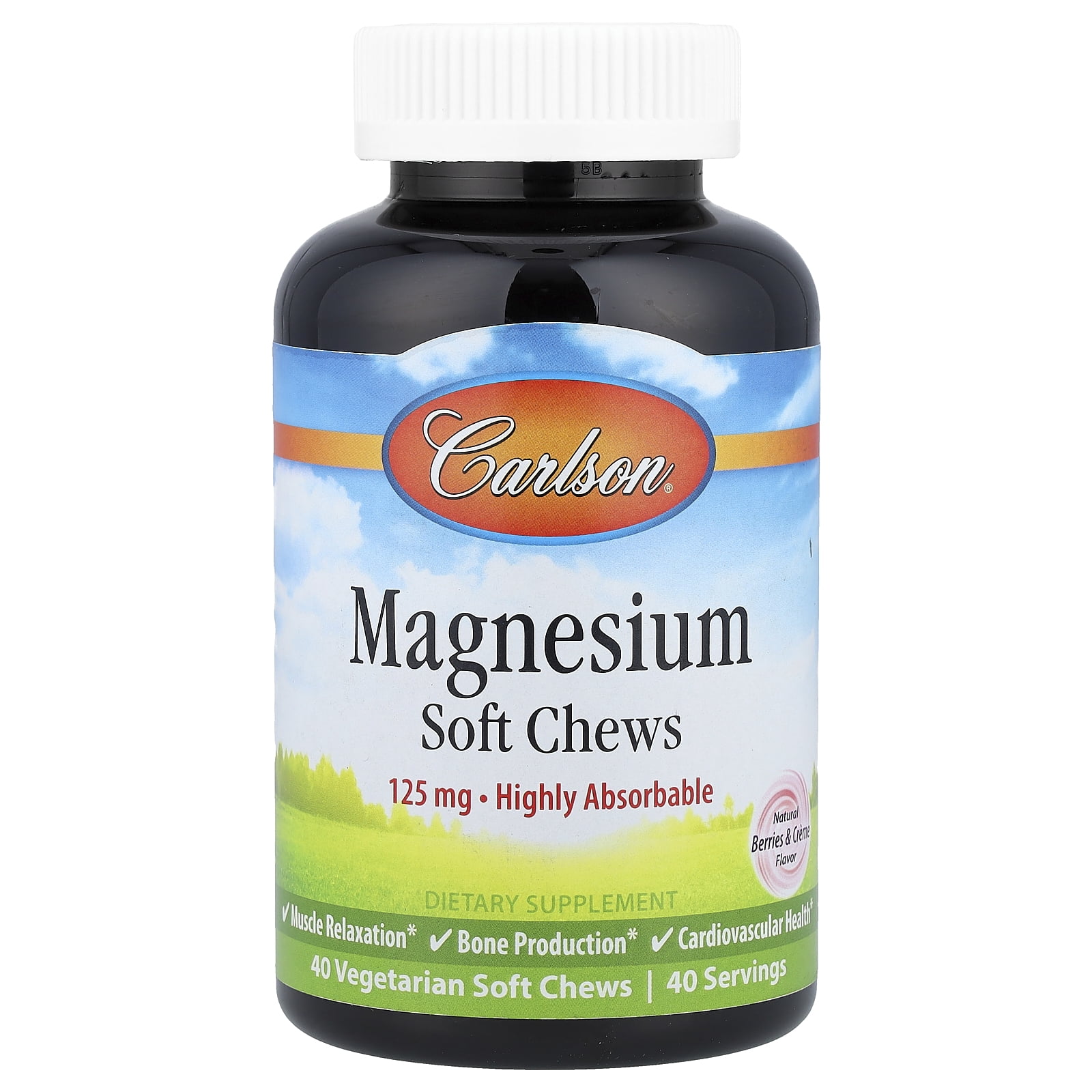 Carlson Magnesium Supplement, 125mg, Berries & Creme, 40 Vegetarian ...