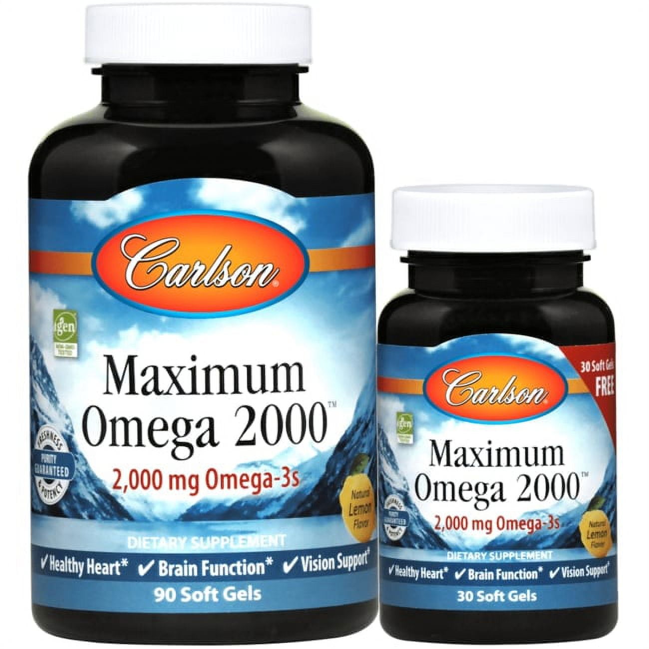 Carlson Maximum Omega 2000 - Lemon 2,000 mg 90 + 30 free gels - Walmart.com