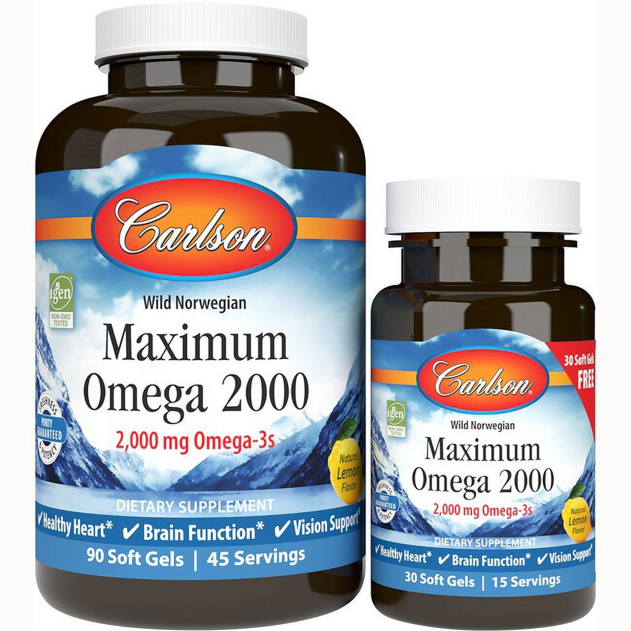 Carlson Maximum Omega 2000 - Lemon 2,000 mg 90 + 30 free gels - Walmart.com