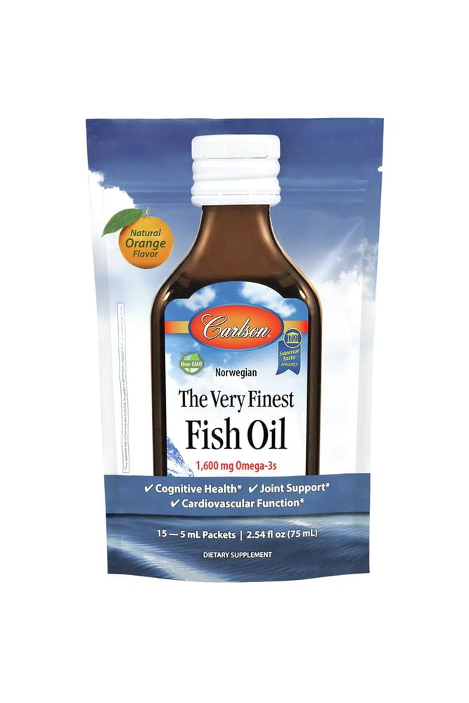 Carlson Norwegian The Very Finest Fish Oil - Orange 15 Pkts - Walmart.com