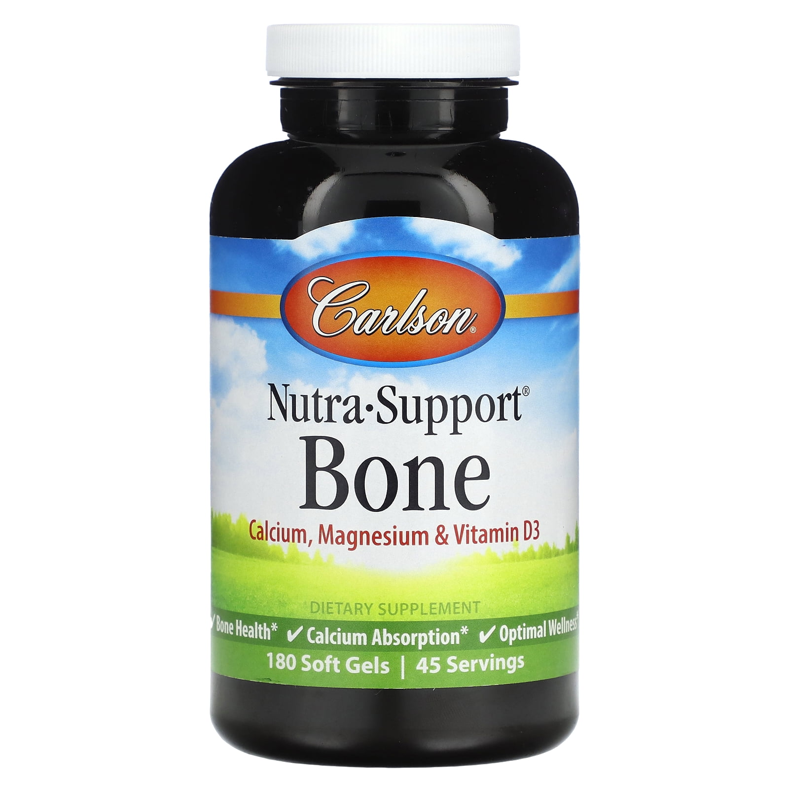Carlson Nutra-Support Strong Bone Supplement, Calcium Density, 180 Soft ...