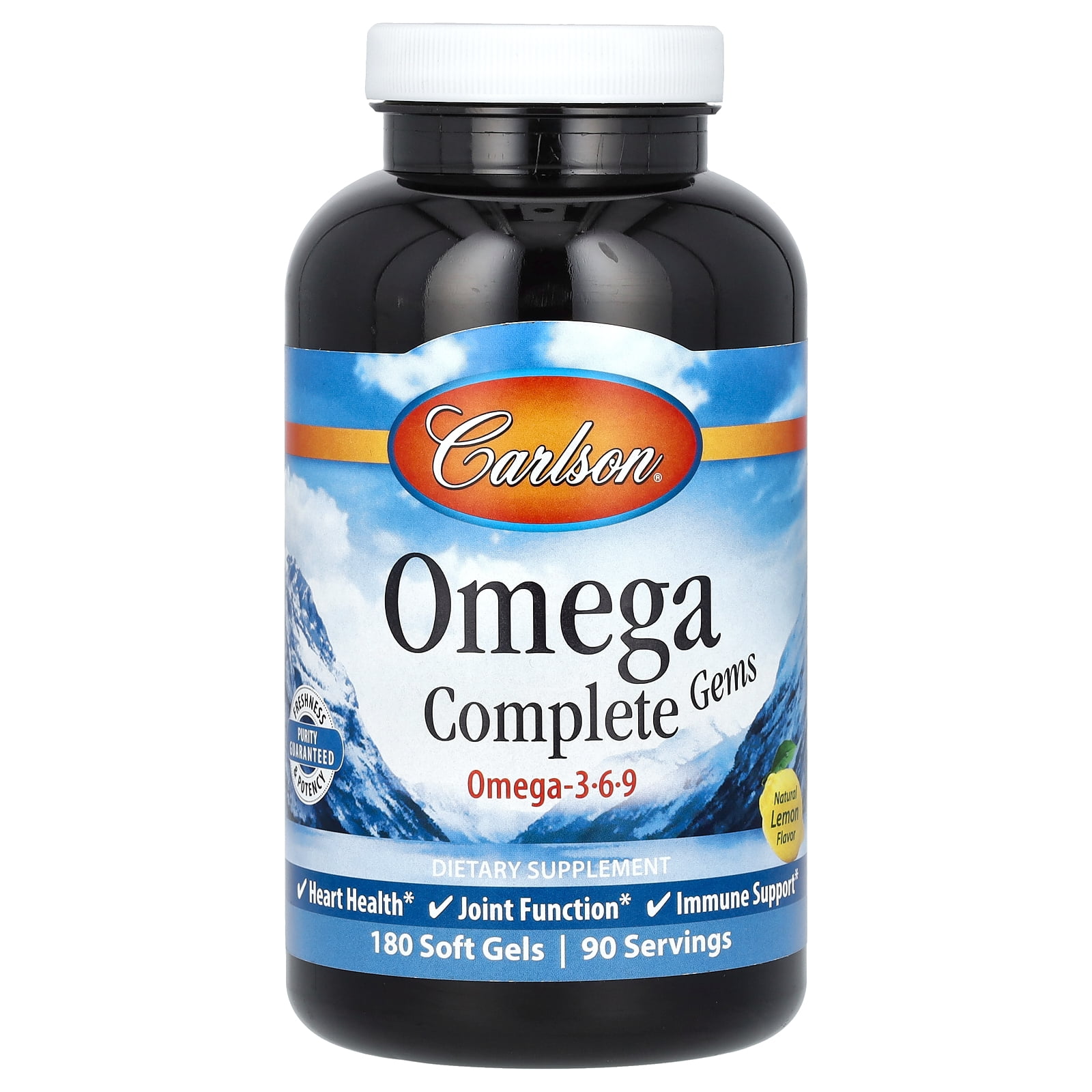 Carlson Omega Complete Gems, Omega-3-6-9, Natural Lemon, 180 Soft Gels ...