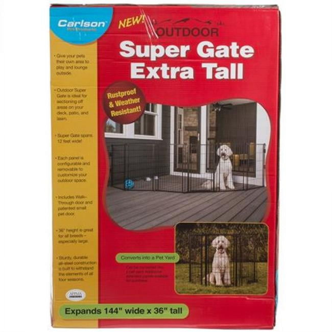 Carlson Pet Gates 144 x 36 in. Super Gate with Pet Door - Extra Tall ...
