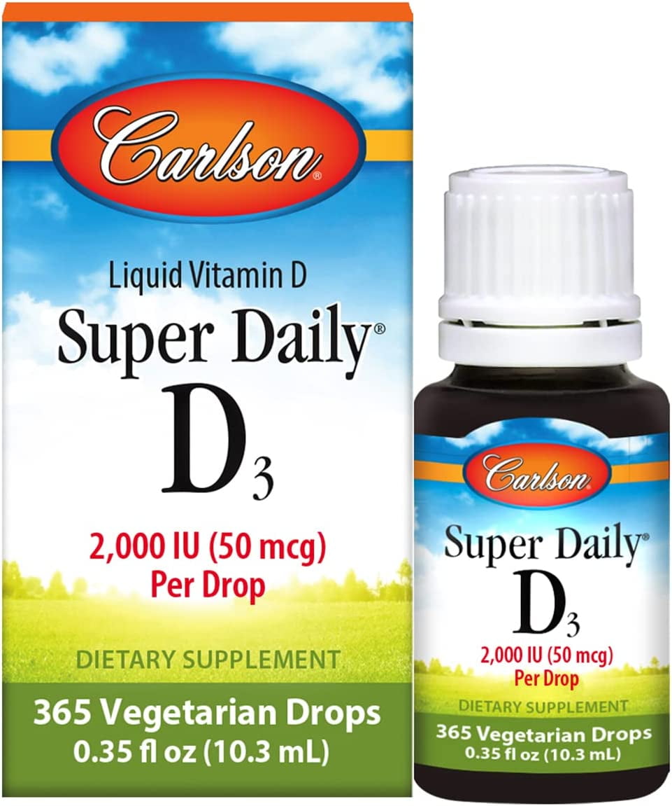Carlson - Super Daily D3, Vitamin D Drops, 2,000 IU per Drop, 1-Year ...