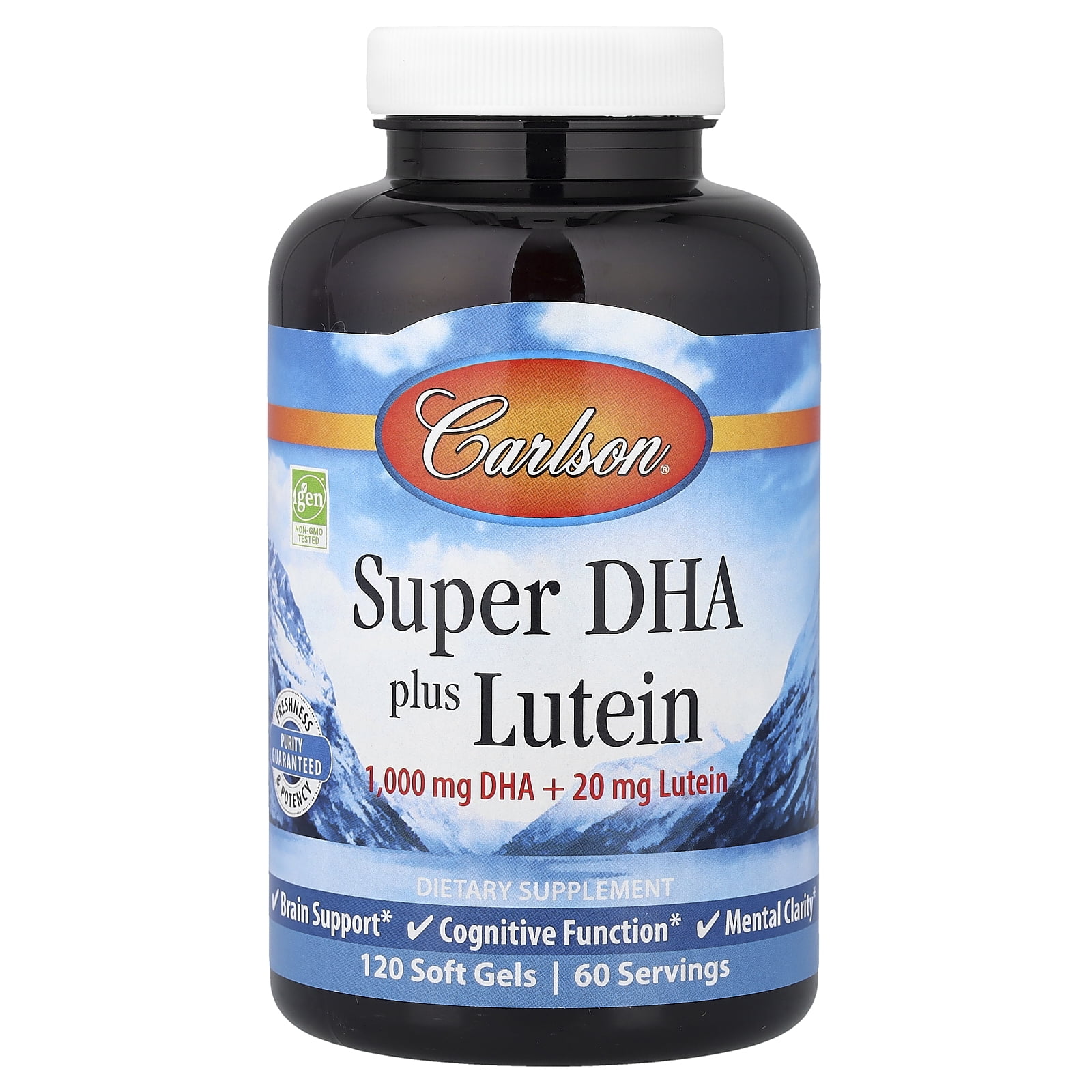 Carlson Super DHA Plus Lutein, 120 Soft Gels for Optimal Brain and ...