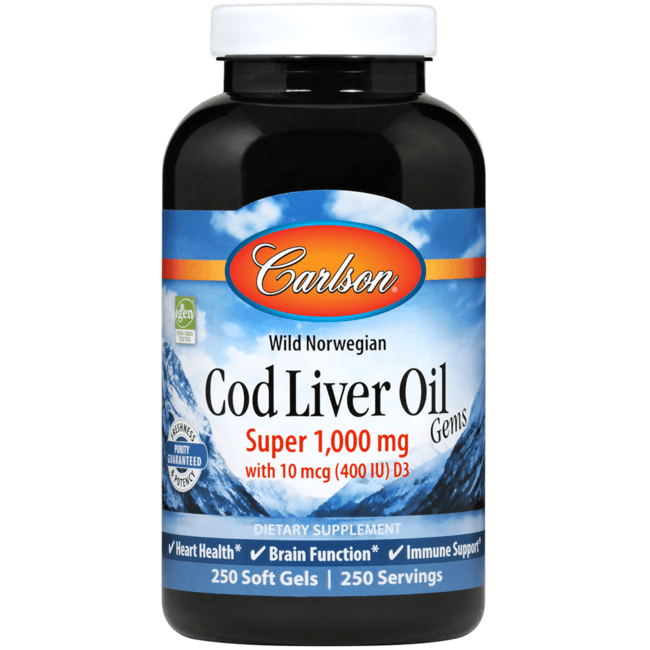 Carlson Norwegian Cod Liver Oil Gems, Super 1000mg, Fish Benefits ...
