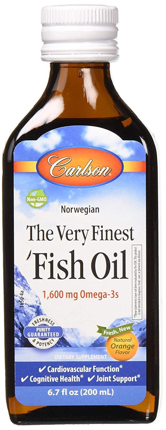 Carlson The Very Finest Fish Oil,Orange, Norwegian, 1,600 mg Omega-3s ...