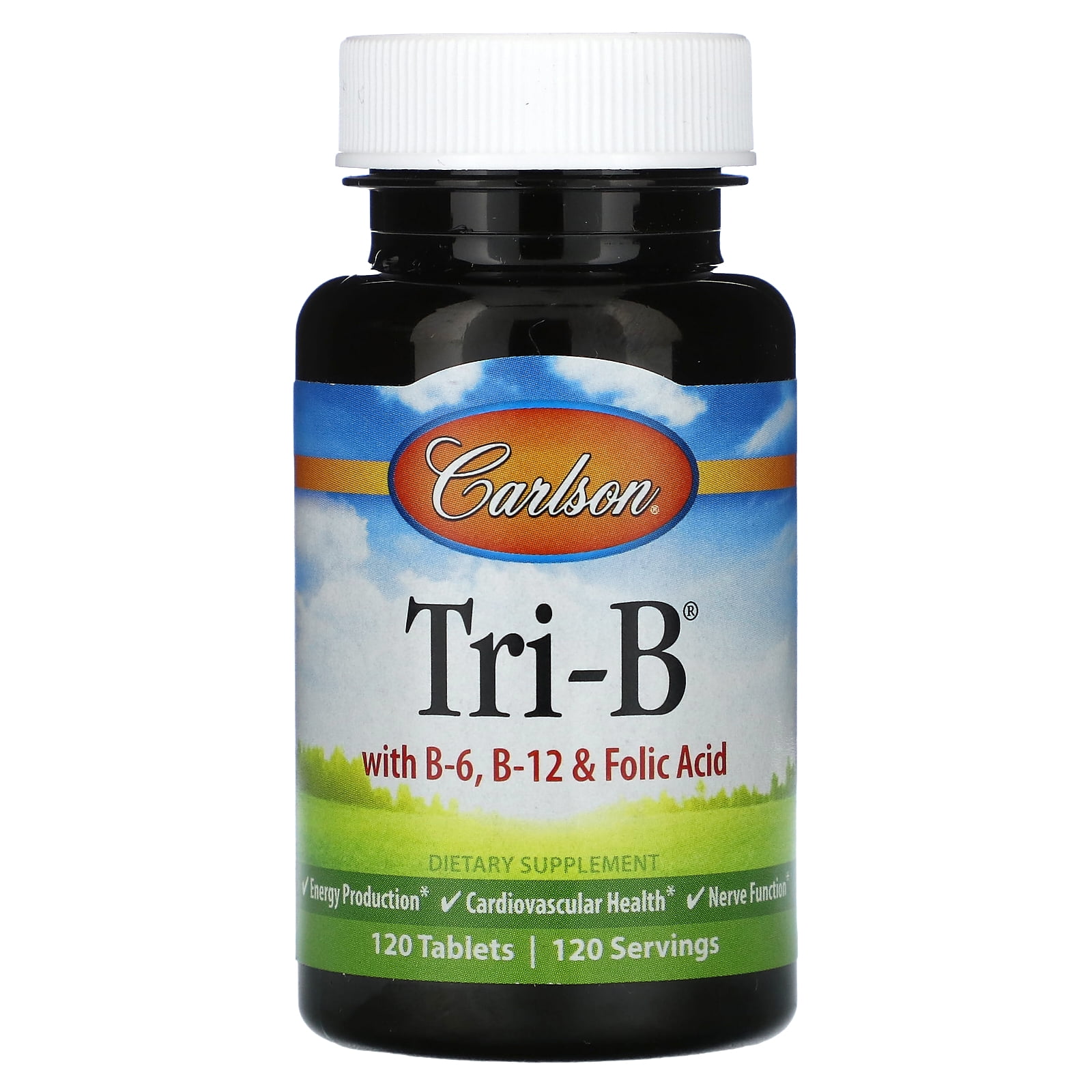 Carlson Tri-B Dietary Supplement with B-6, B-12 & Folic Acid for Energy ...