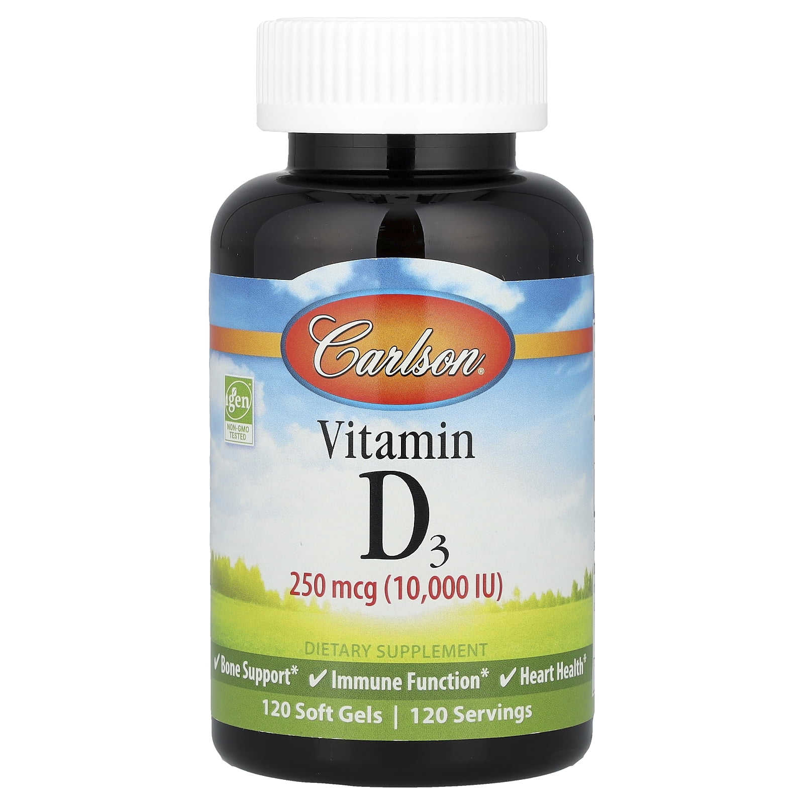 Carlson, Vitamin D3 Softgels, 10,000 IU, 120 Ct, supports bone health ...