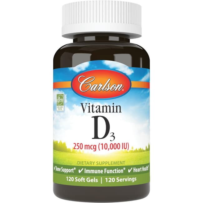 Carlson Vitamin D3 10000 IU Softgels, 120 Ct - Walmart.com
