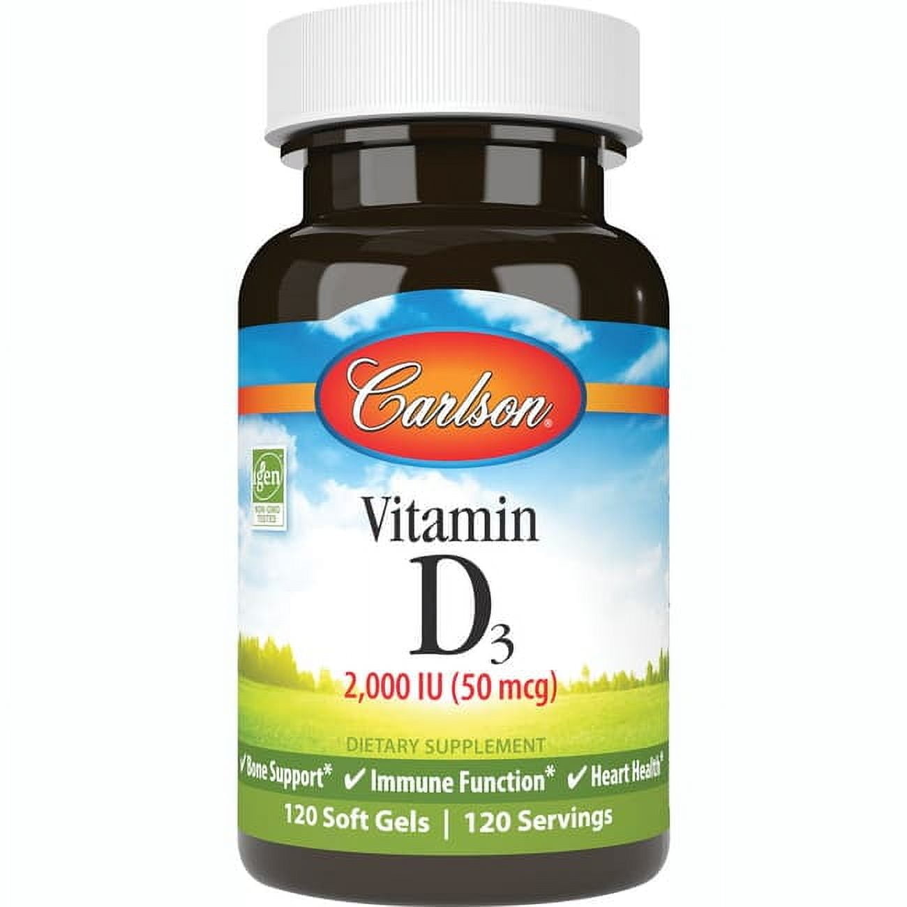 Carlson Labs - Vitamin D3 2000 IU Softgels - 120 Count - Walmart.com