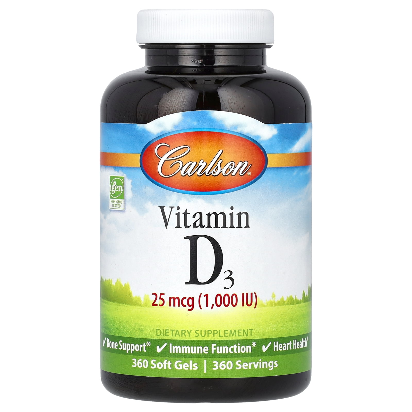 Carlson Vitamin D3, 25 mcg (1,000 IU), 360 Soft Gels - Walmart.com