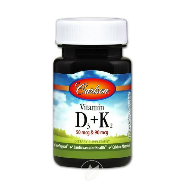 Carlson Vitamin D3 + K2 60 Capsules - Walmart.com