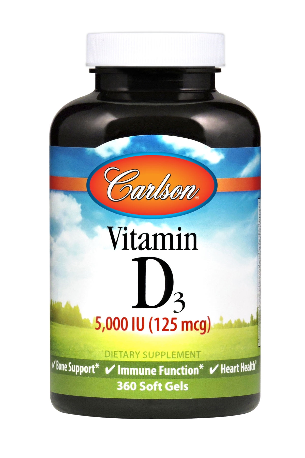 Carlson Vitamin D3 Softgels for Strong Bones & Immune Support, 5000 IU ...