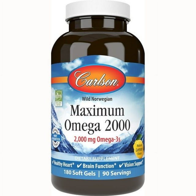 Carlson Wild Norwegian Maximum Omega 2000 - Lemon 2,000 mg 180 Sgels ...
