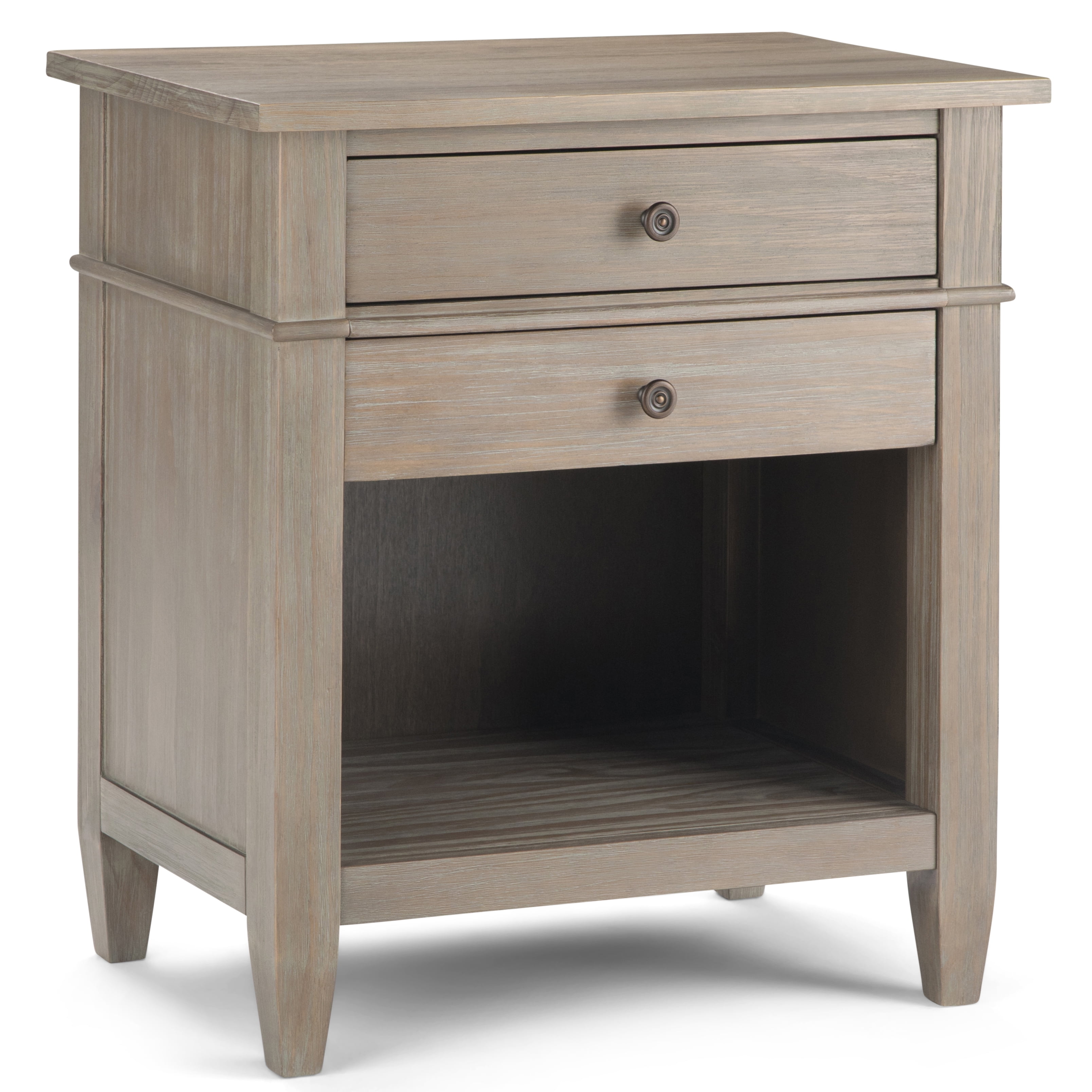 Carlton Distressed Grey Solid Wood Bedside Table - 24"W x 16"D x 26"H ...