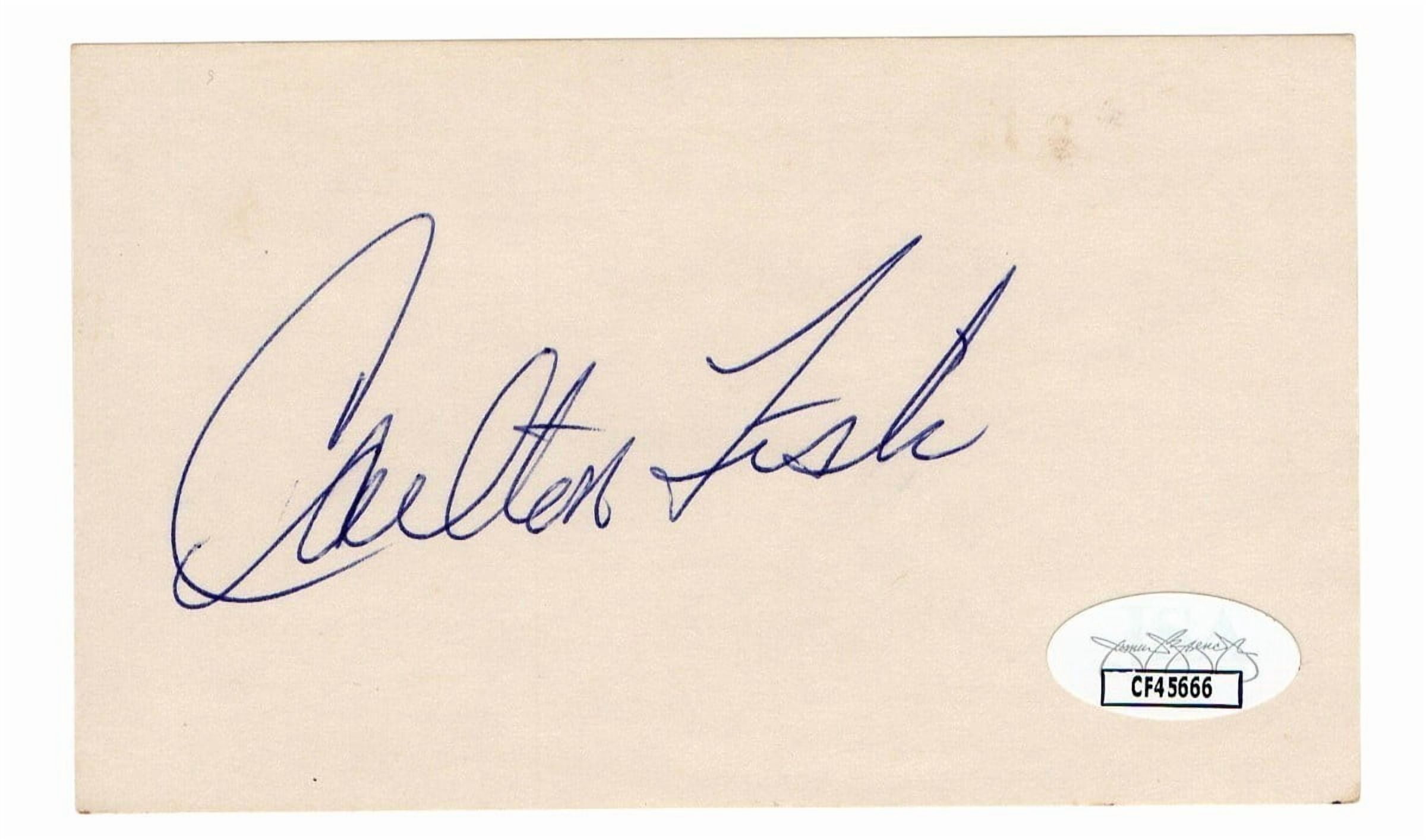 Carlton Fisk Signed Autographed 3X5 Index Card Red White Sox HOFer JSA ...