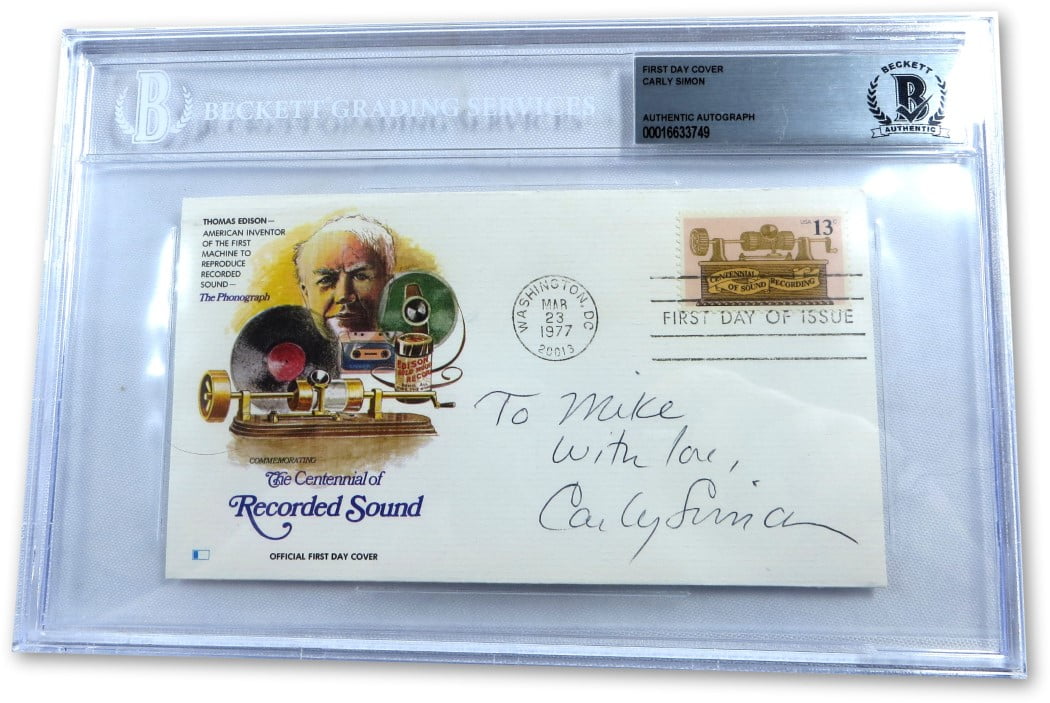 Carly Simon Signed Autographed First Day Cover To Mike BAS Encased 3749 ...