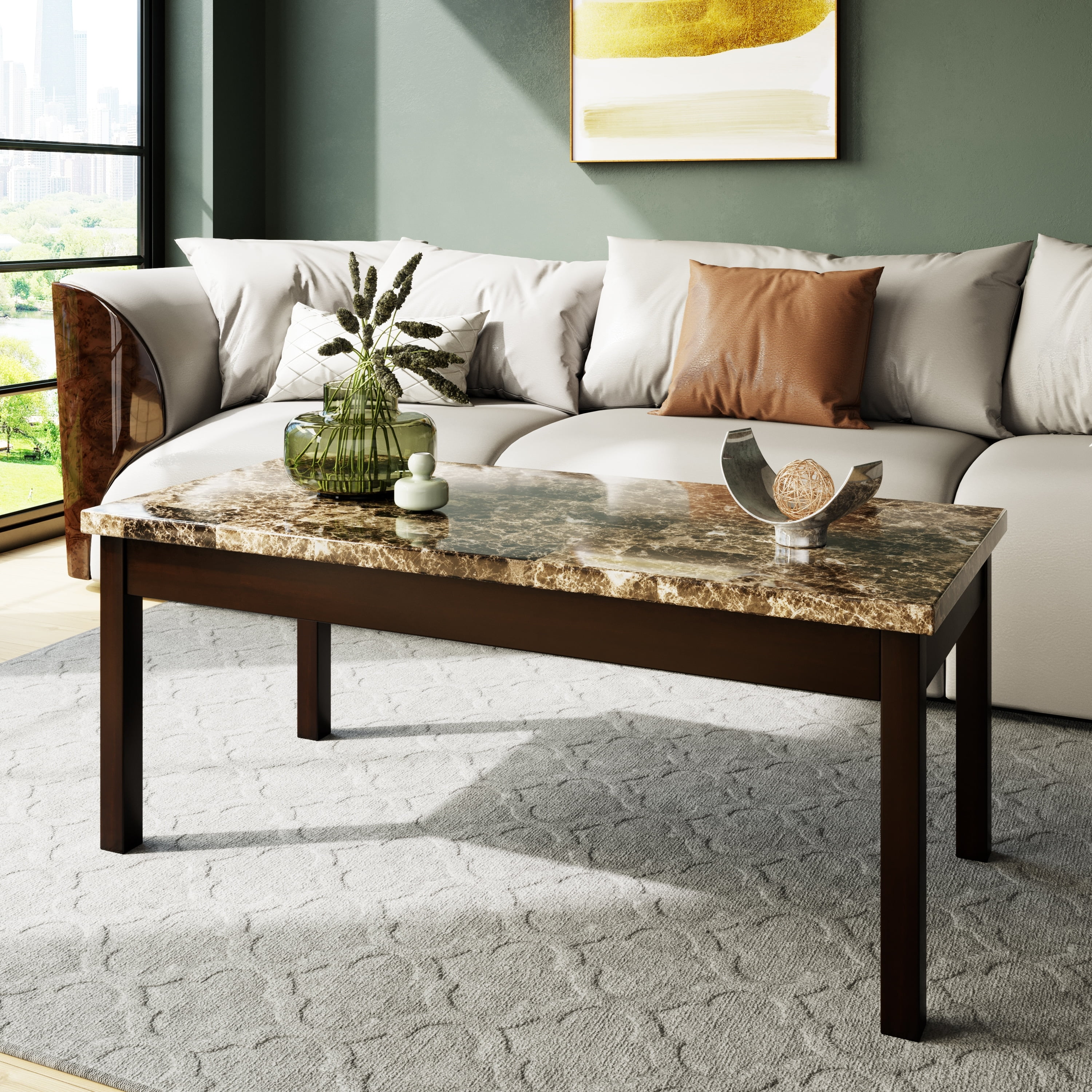 Carmel Avenue Irving 49" Marble Coffee Table - Walmart.com