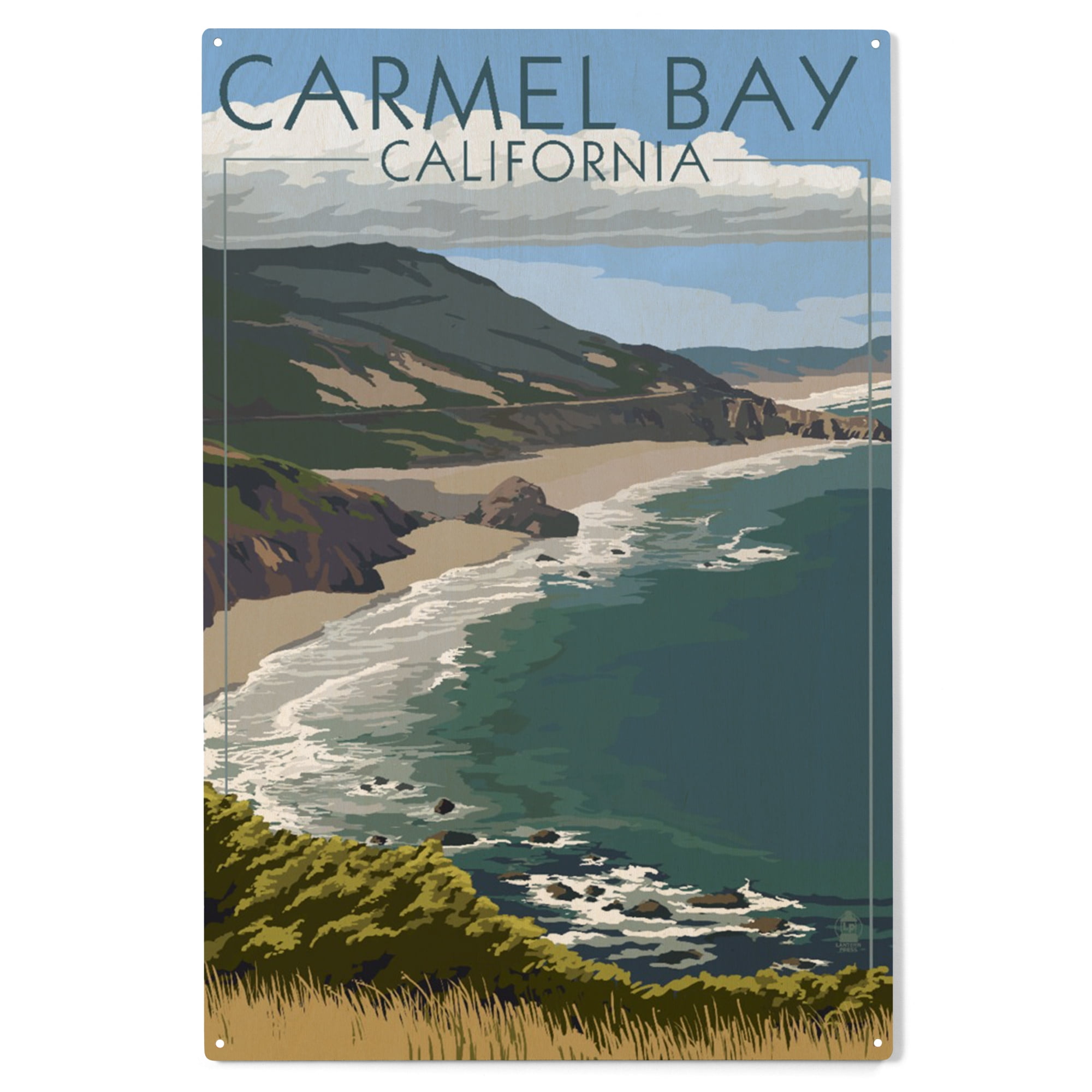 Carmel Bay, California, Coastal Scene Birch Wood Wall Sign (10x15 ...