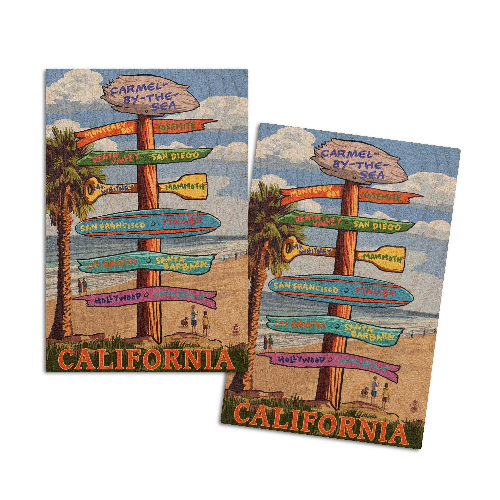 Carmel-by-the-Sea, California, Destination Signpost (4x6 Birch Wood ...