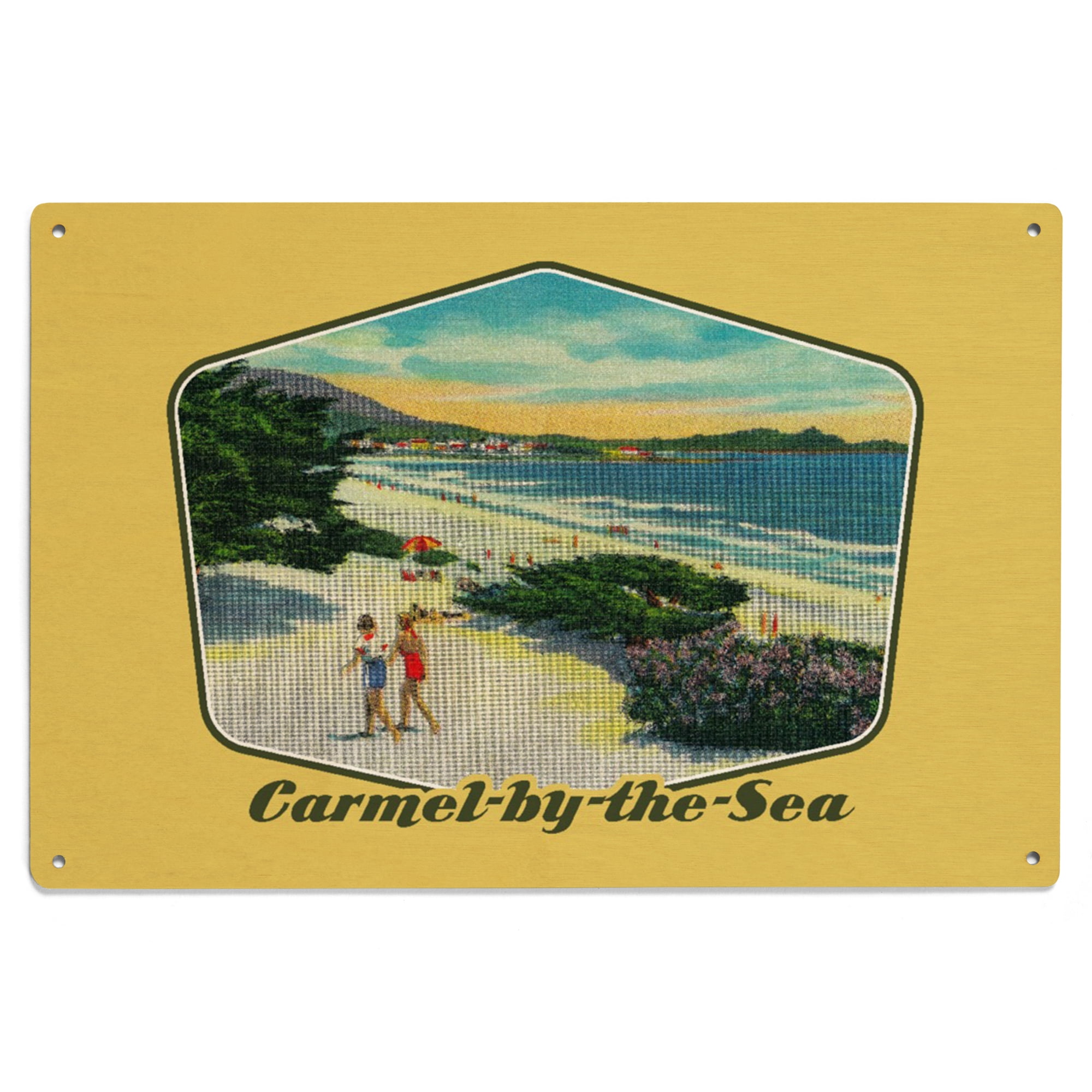 Carmel-by-the-Sea, California, View of the Beach, Contour, Vintage ...