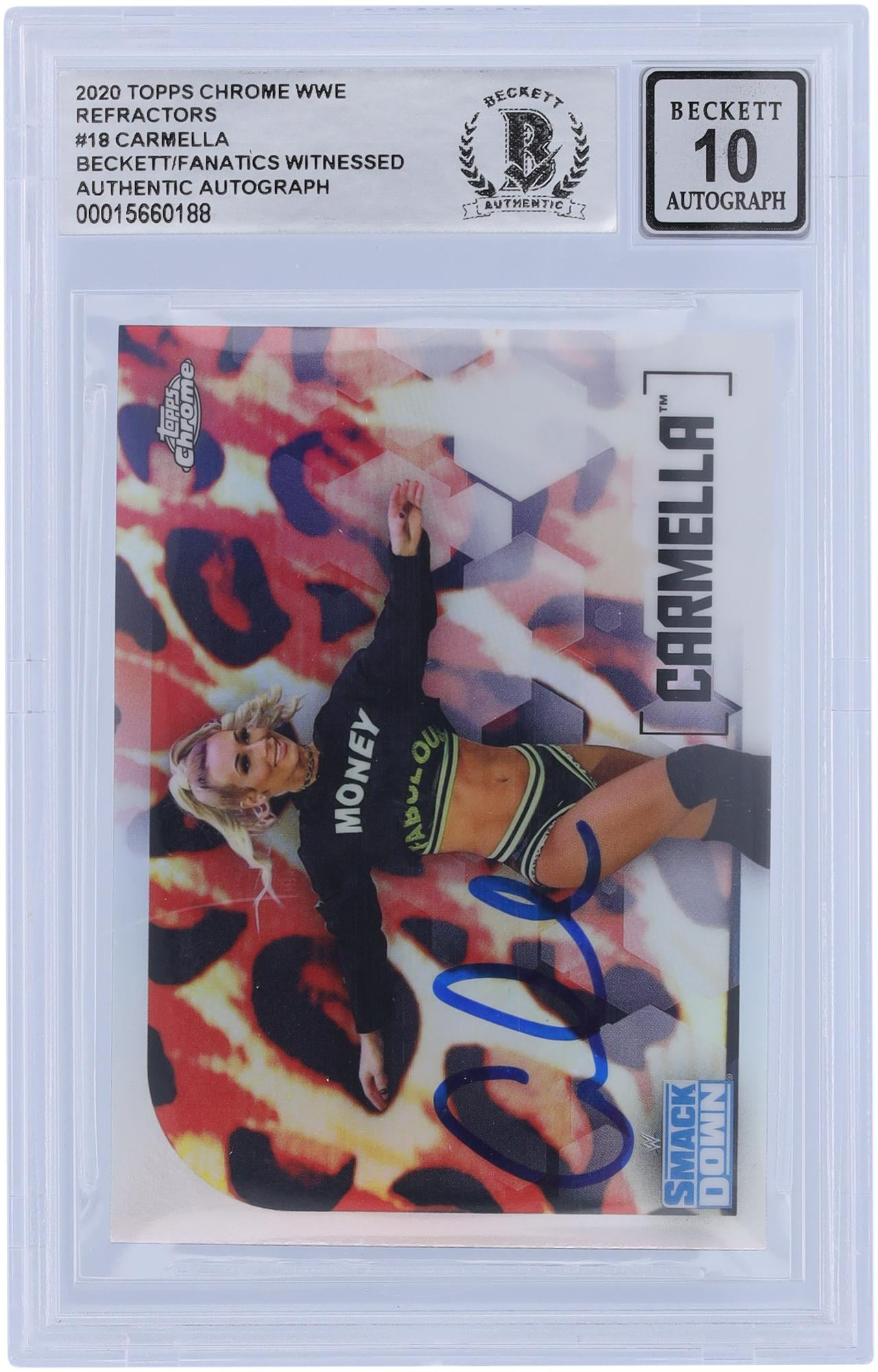 Carmella WWE Autographed 2020 Topps Chrome Refractors #18 Beckett ...
