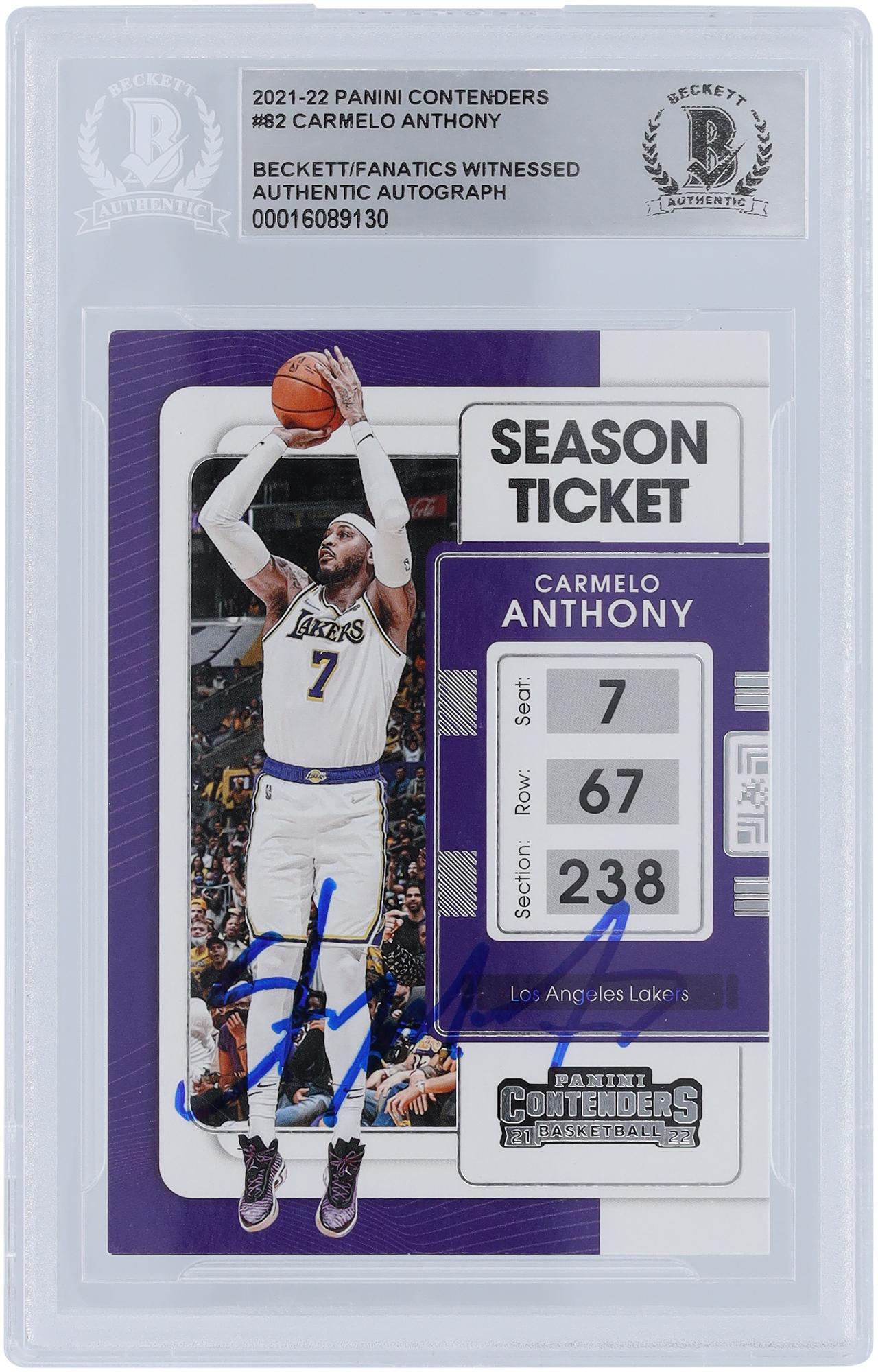 Carmelo Anthony Los Angeles Lakers Autographed 2021-22 Panini ...