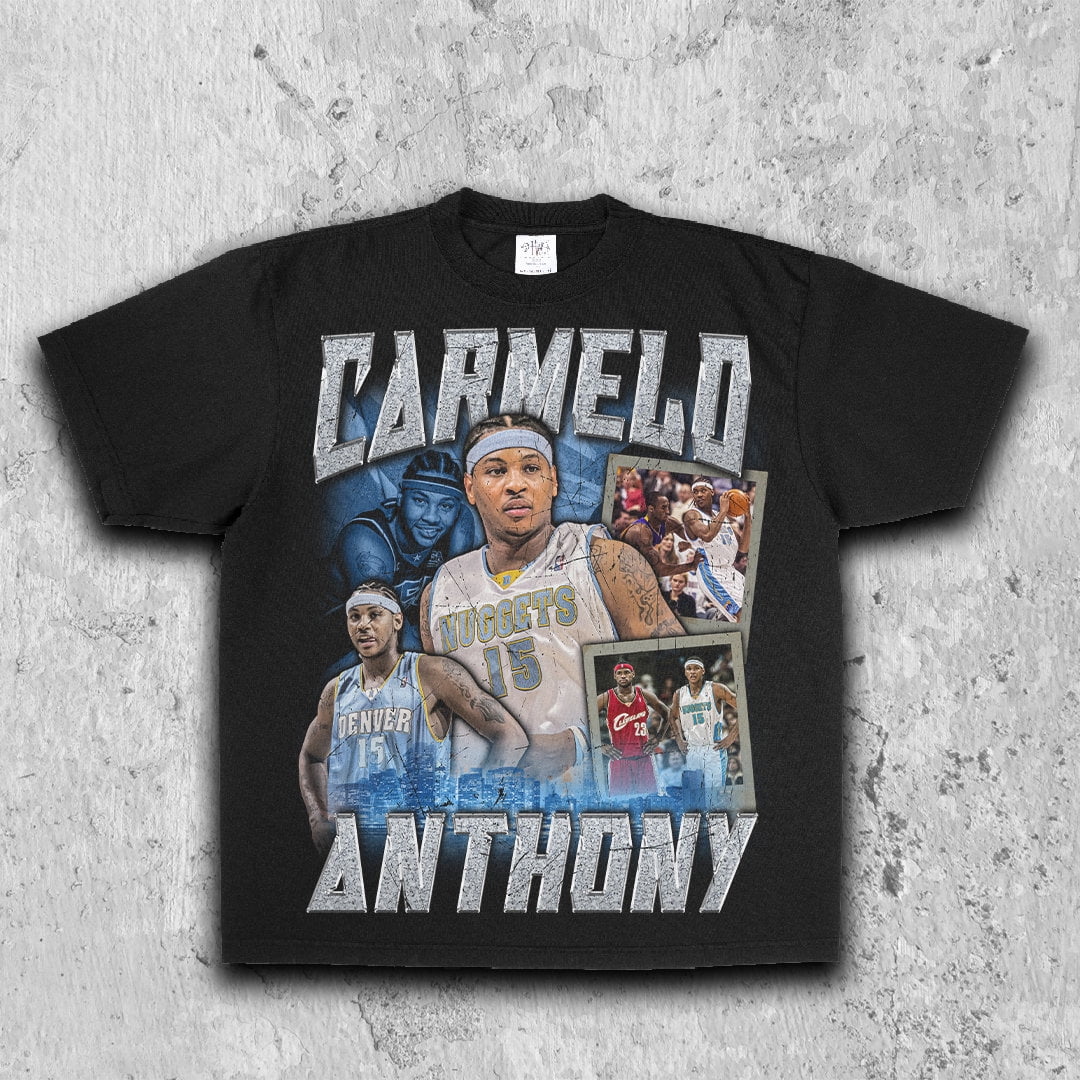 Carmelo Anthony Nuggets Tee Basketball Greatness Collides KnotVintage T ...
