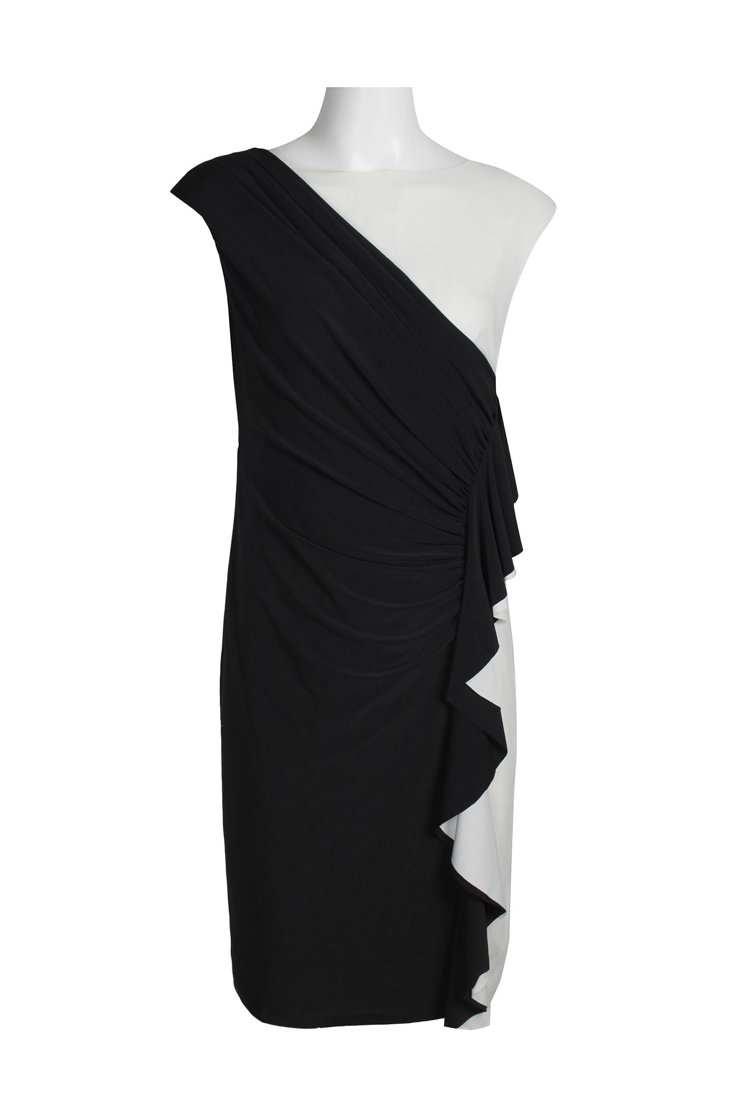 Carmen By Marc Valvo Boat Neck Sleeveless Color Block Draped Gathered ...