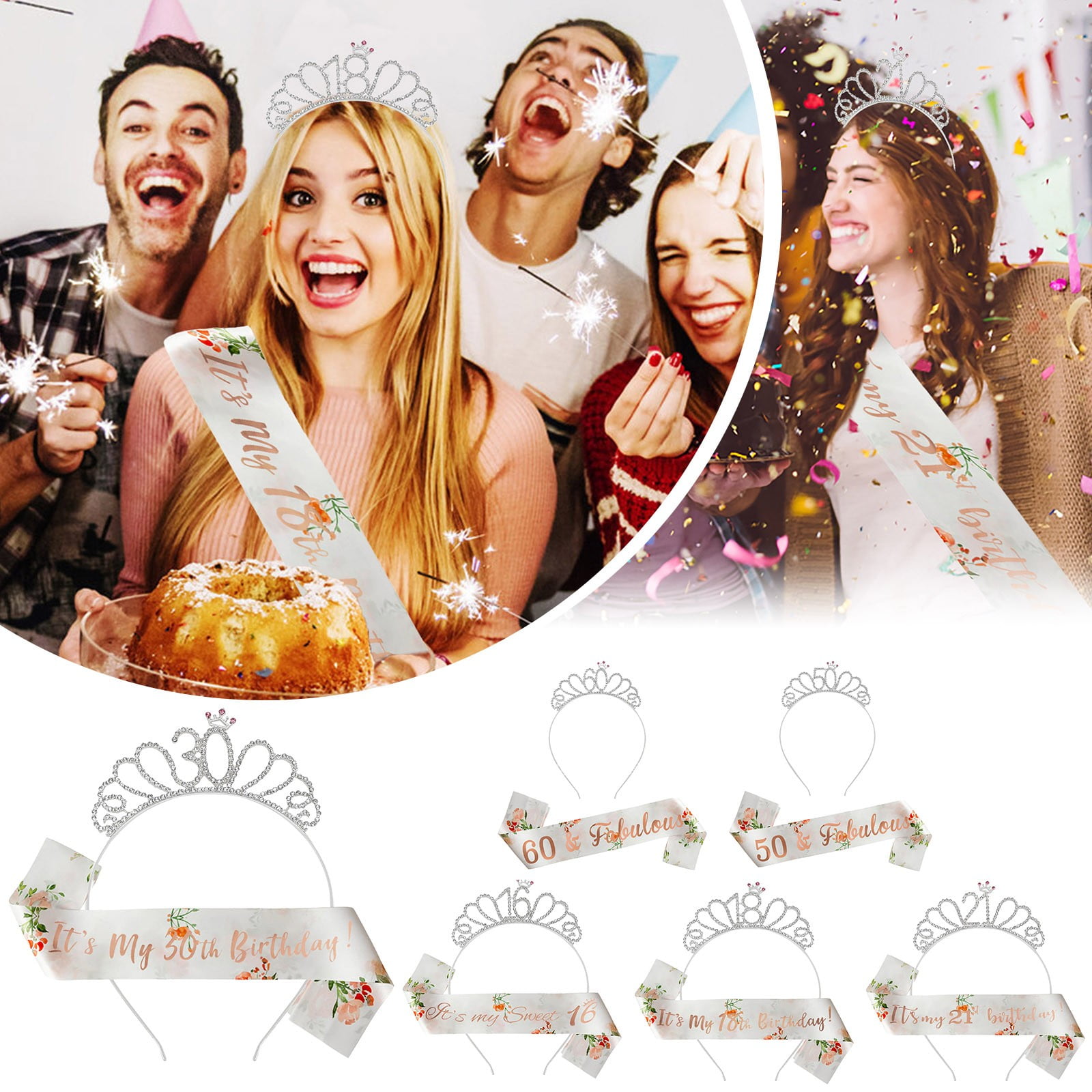 Carmenl Birthday Suit Crown Hoop Etiquette Band Printed Strap Girls ...