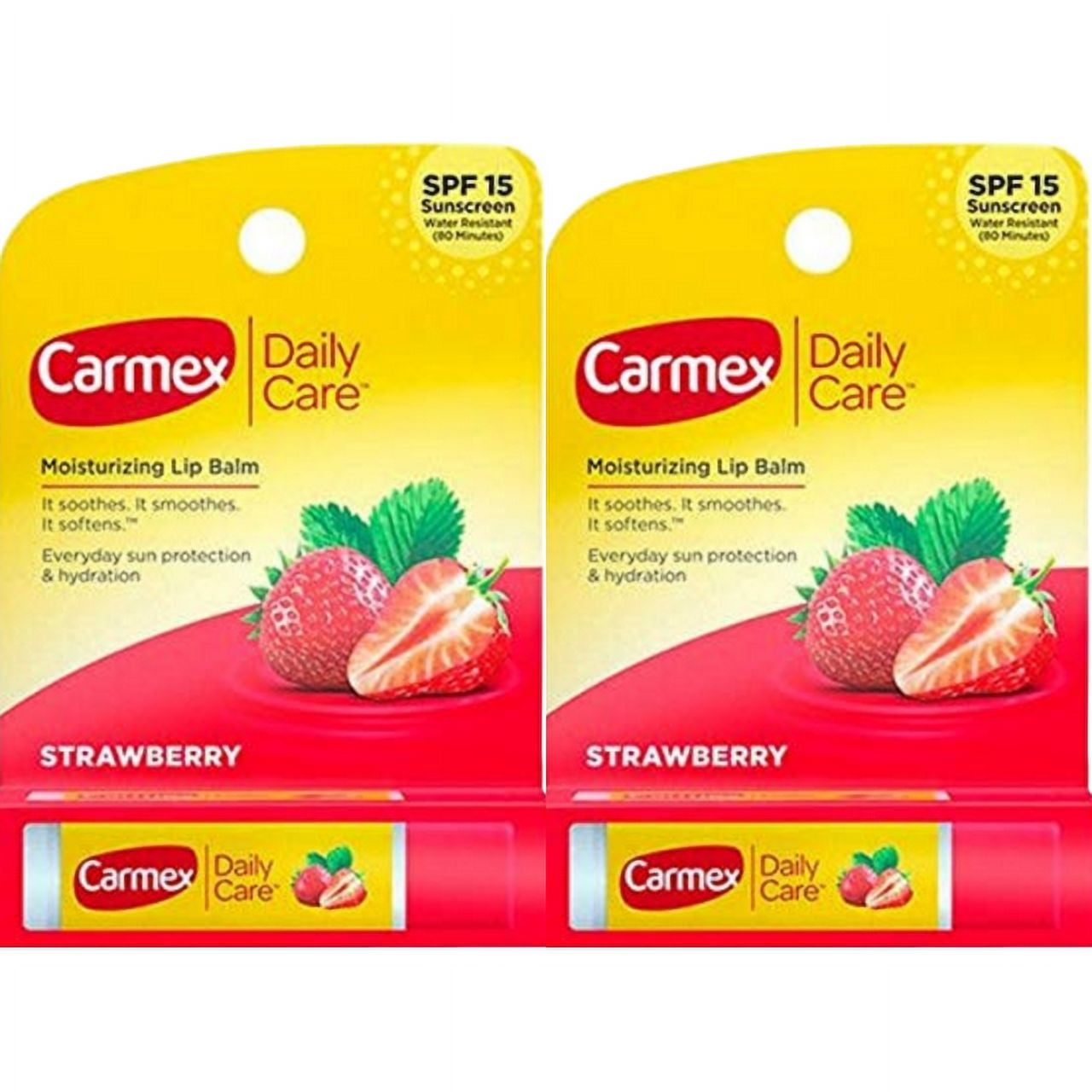 Carmex Classic Medicated Strawberry Flavor Sticks .15 Oz. (Pack of 2 ...
