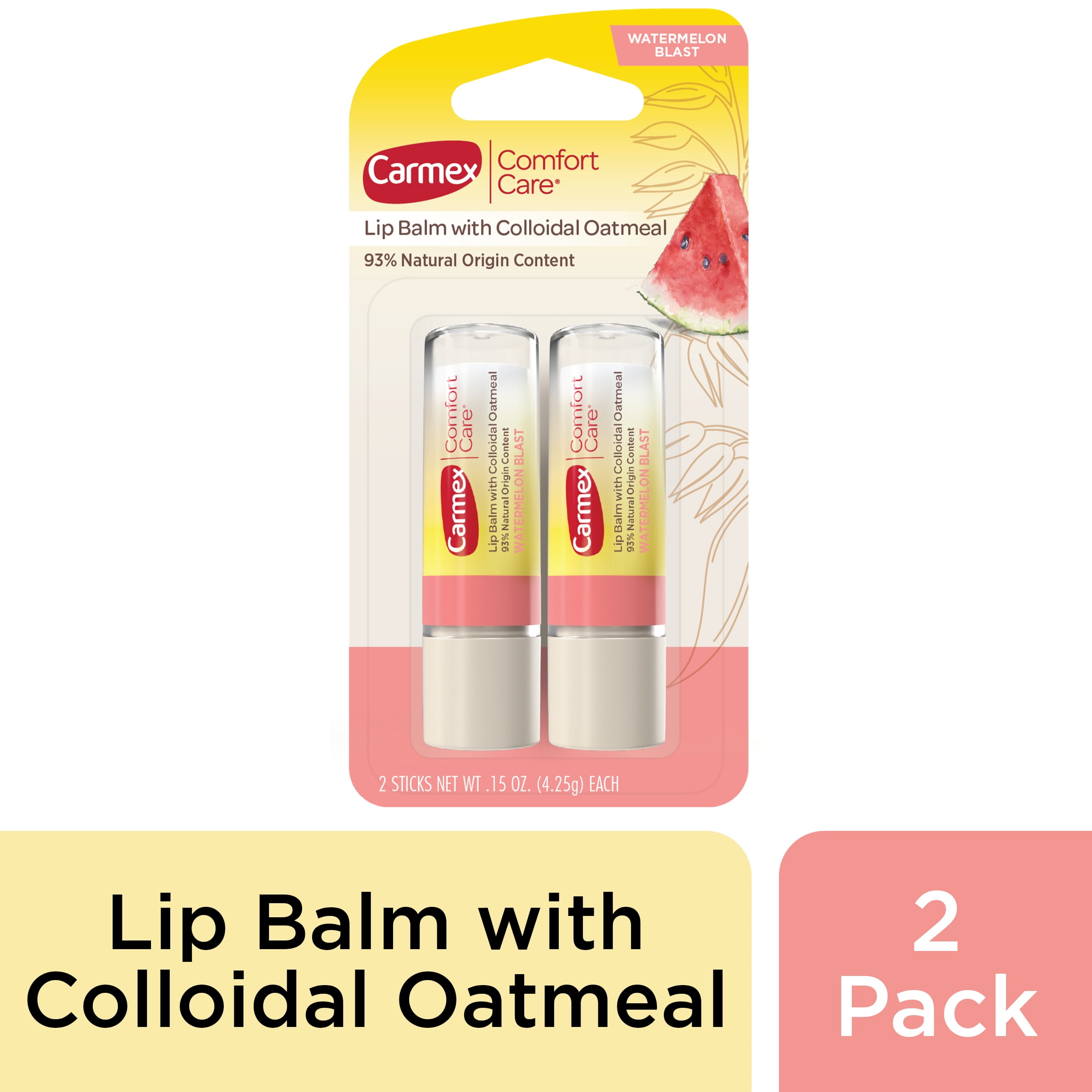 Carmex Comfort Care Watermelon Chapstick, Colloidal Oatmeal Lip Balm ...