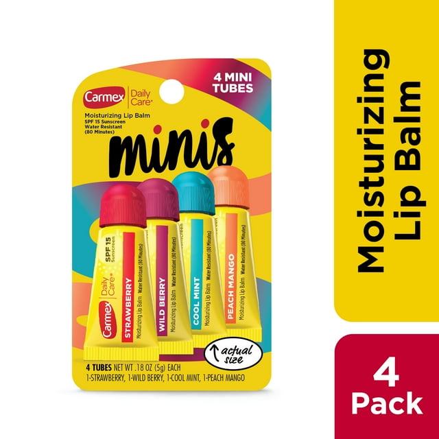 Carmex Daily Care Minis Lip Balm Tubes, SPF 15, Multi-Flavor Lip Balm ...