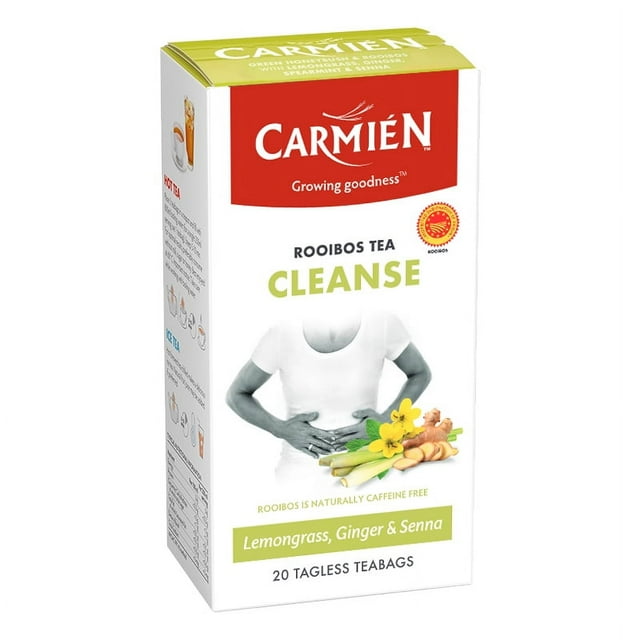 Carmién Tea Cleanse Wellness Rooibos Tea with Senna 20 Teabags Caffeine ...