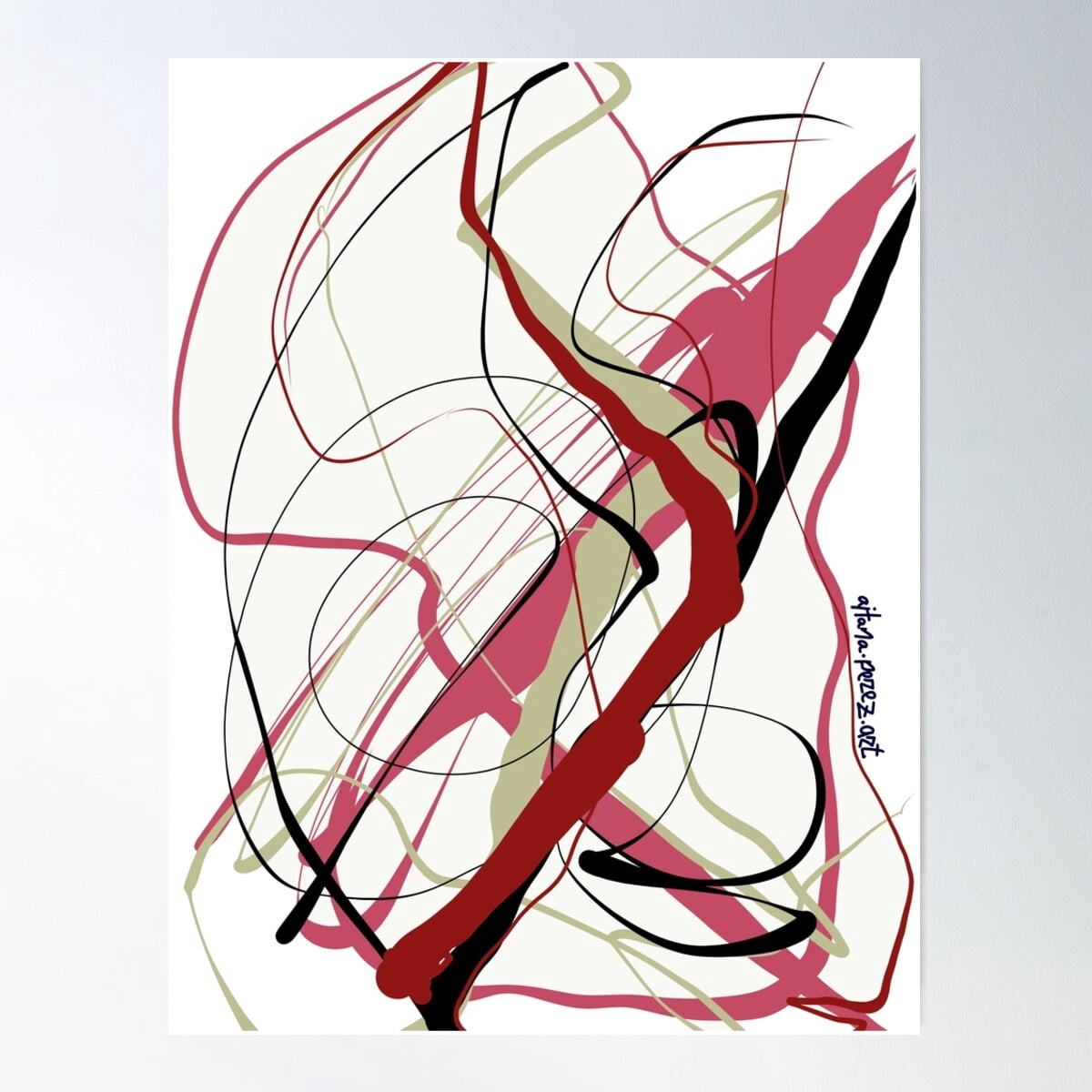 Carmine Abstract Design Poster Wall Art Modern Wall Decor For Living ...