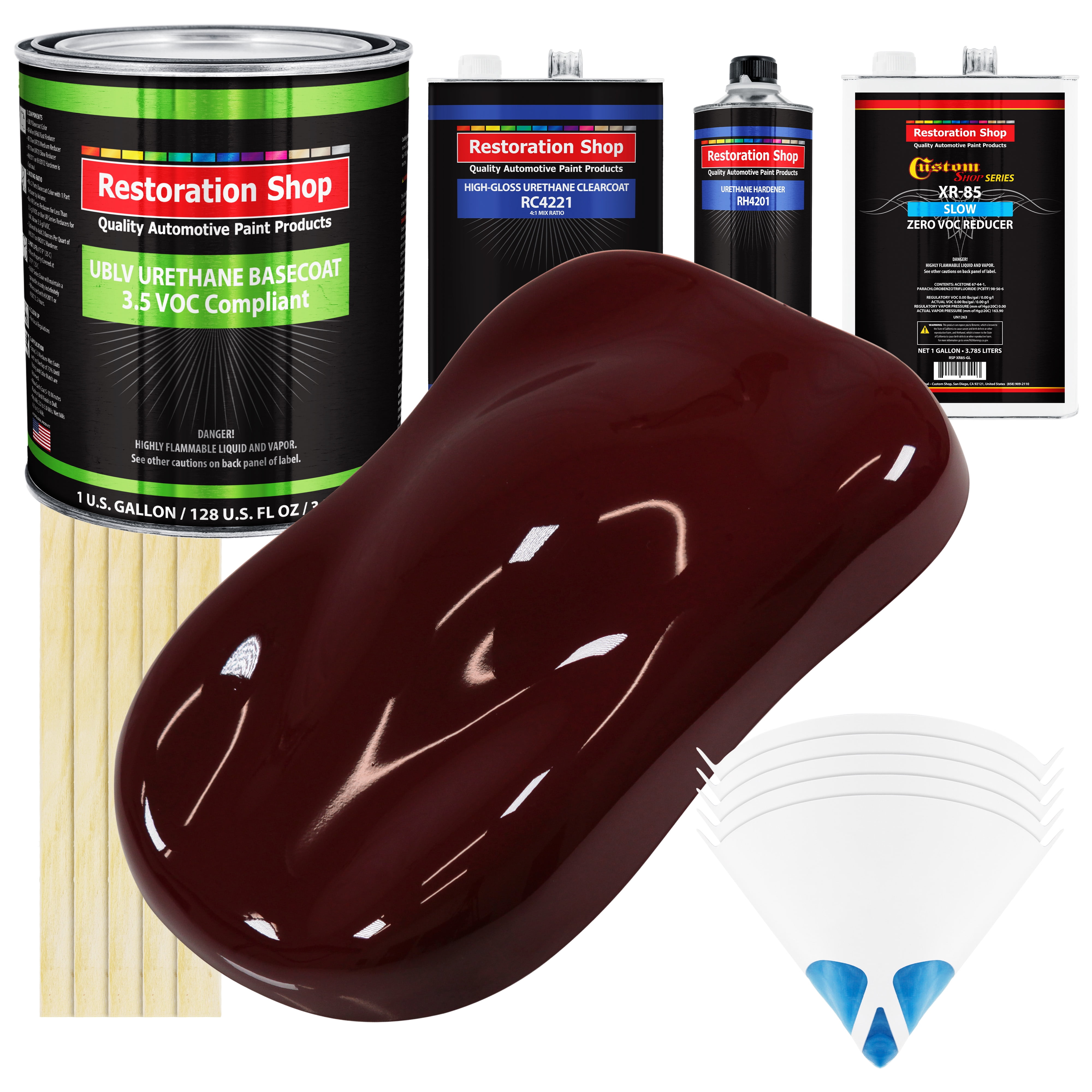 Carmine Red Low VOC SLOW 1 Gallon Auto Car Paint Kit URETHANE BASECOAT ...