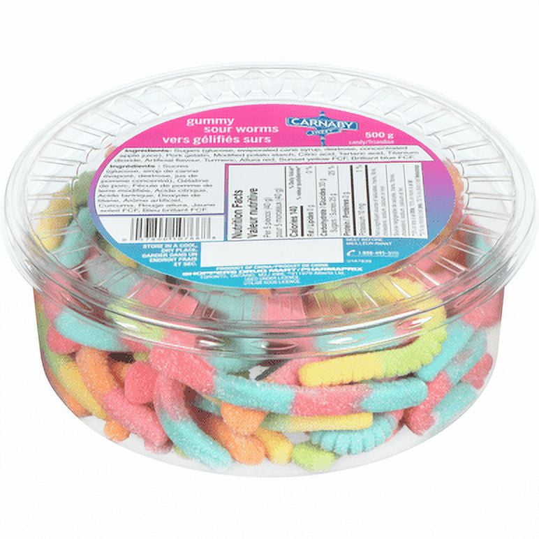Carnaby Sweet Gummy Sour Worms, 500g/17.5 oz, Tub {Imported from Canada ...