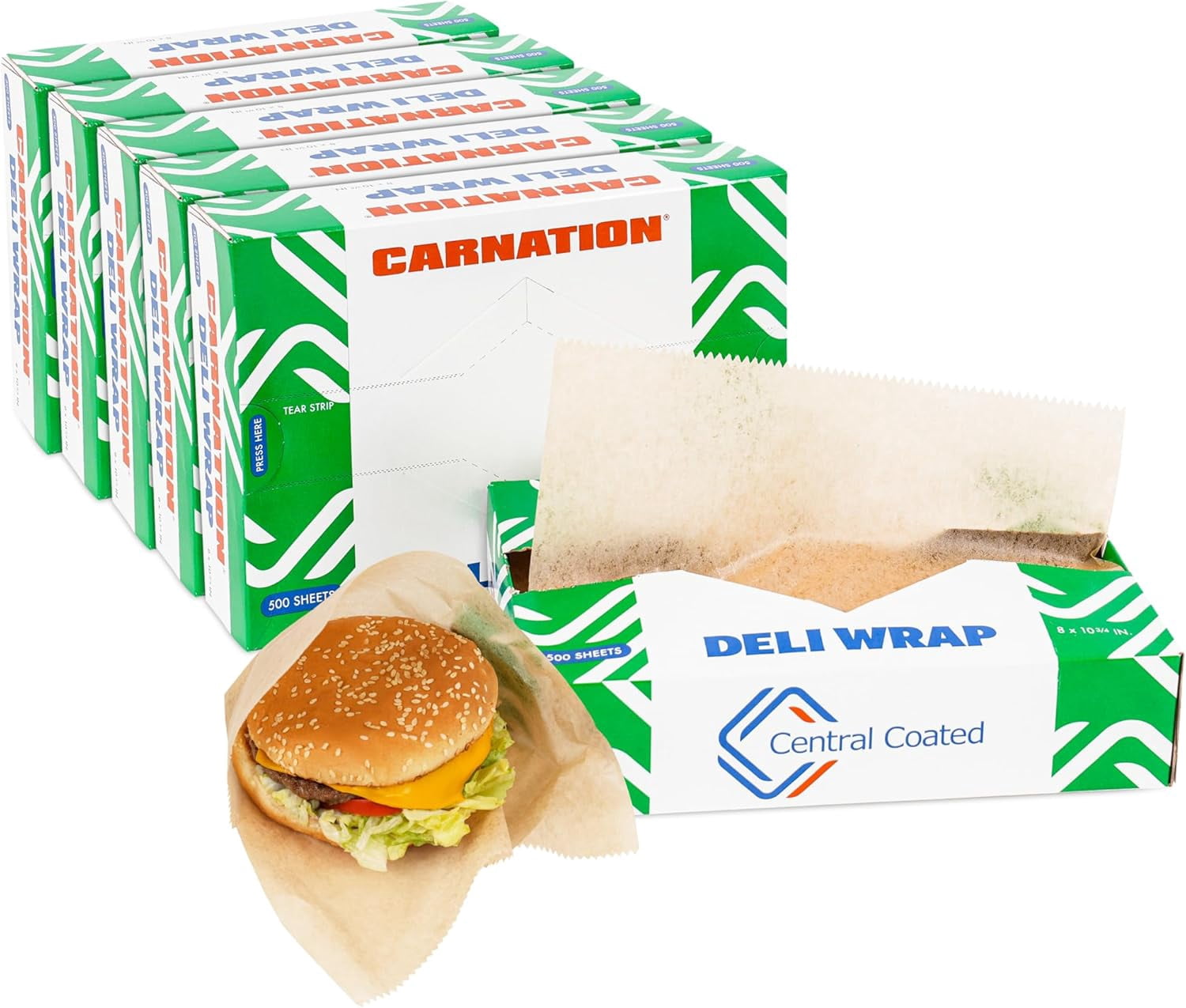 Carnation 3000 Pcs Brown Deli Wrap Wax Paper Sheets - 8" x 10.75" Pre ...