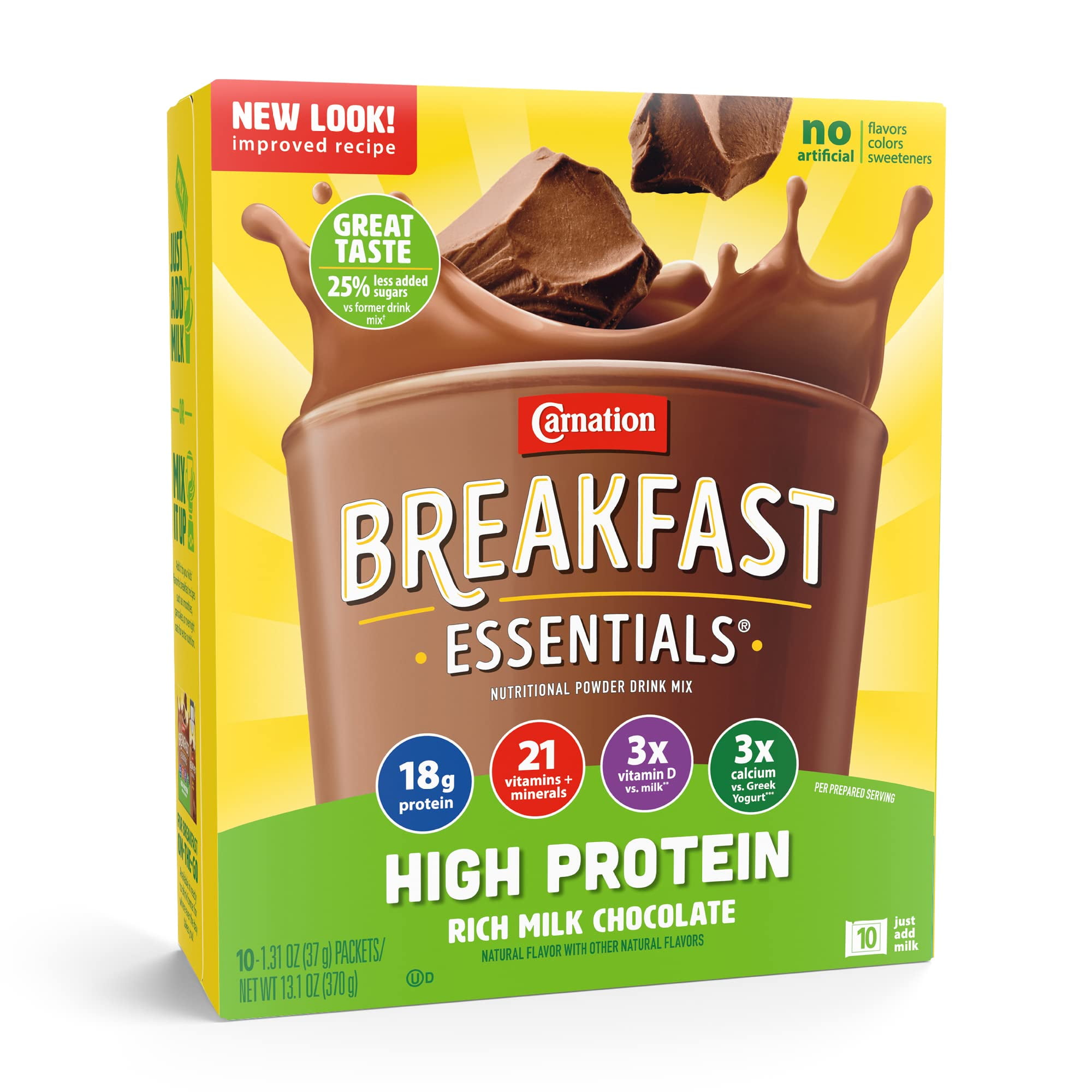 Carnation Breakfast Essentials High Protein Powder BSL1 Drink Mix, Rich ...