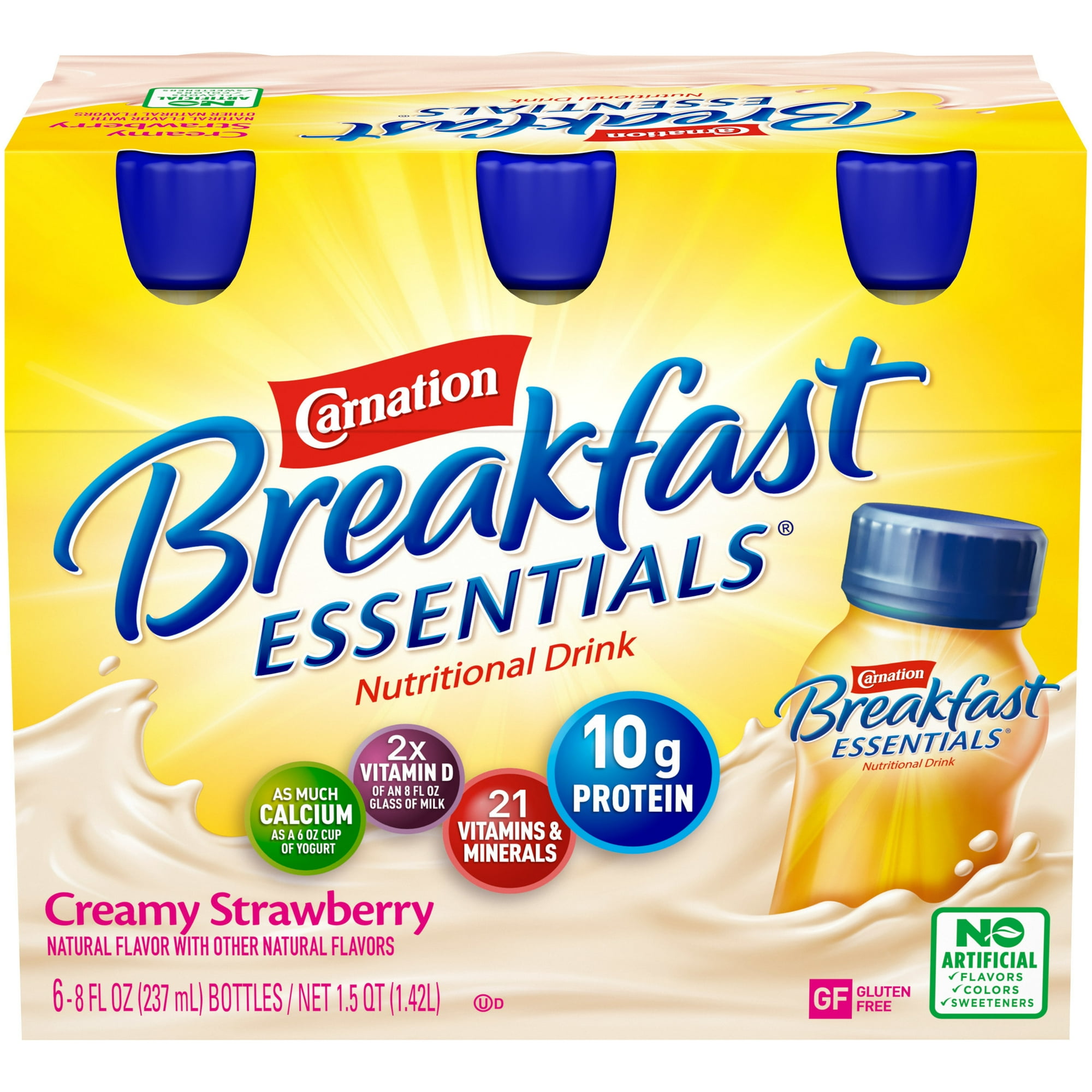 Carnation Breakfast Essentials Nutritional Drink, Creamy Strawberry, 10 ...