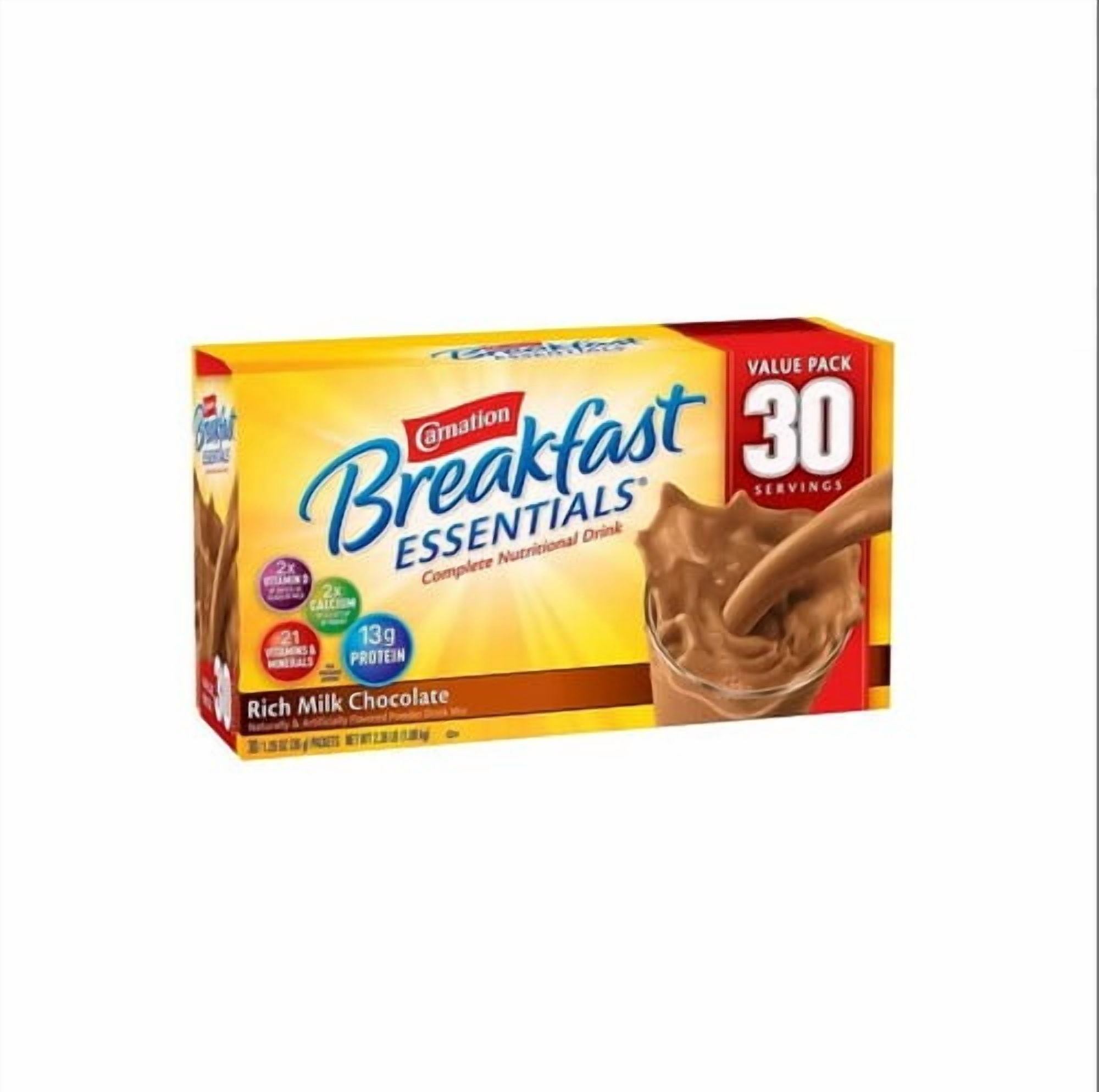 Carnation Breakfast Essentials, Chocolate Nutritional Drink Mix, 30 ...