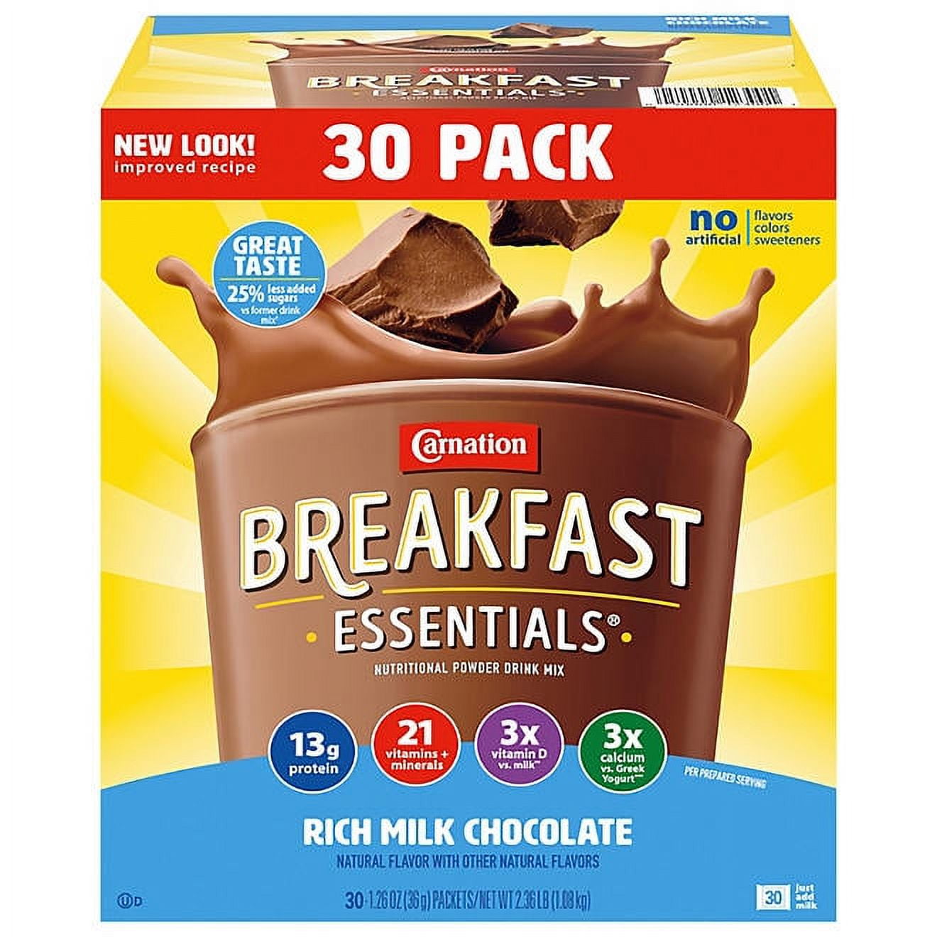 Carnation Breakfast Essentials Nutritional Drink Mix Chocolate 30 ct ...